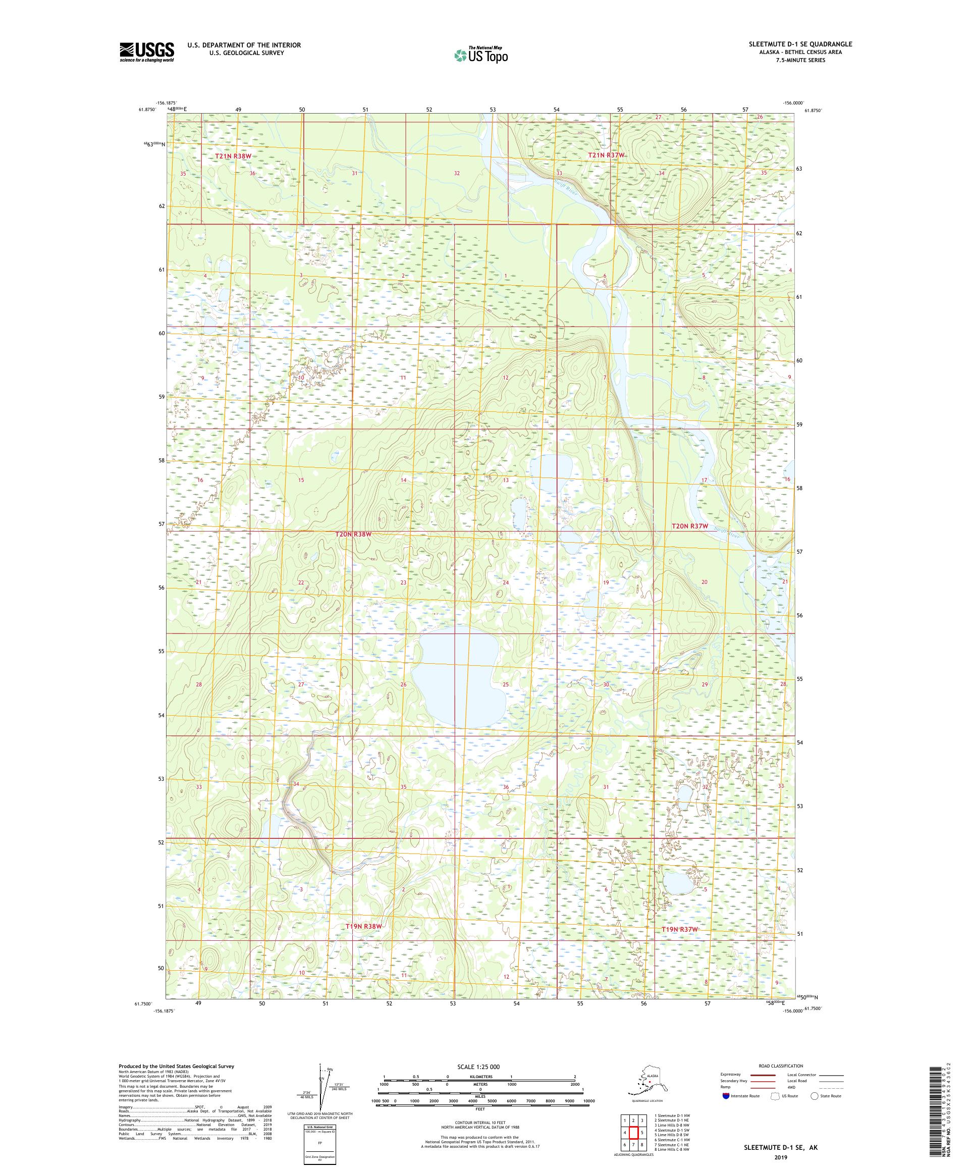 Sleetmute D-1 SE Alaska US Topo Map – MyTopo Map Store