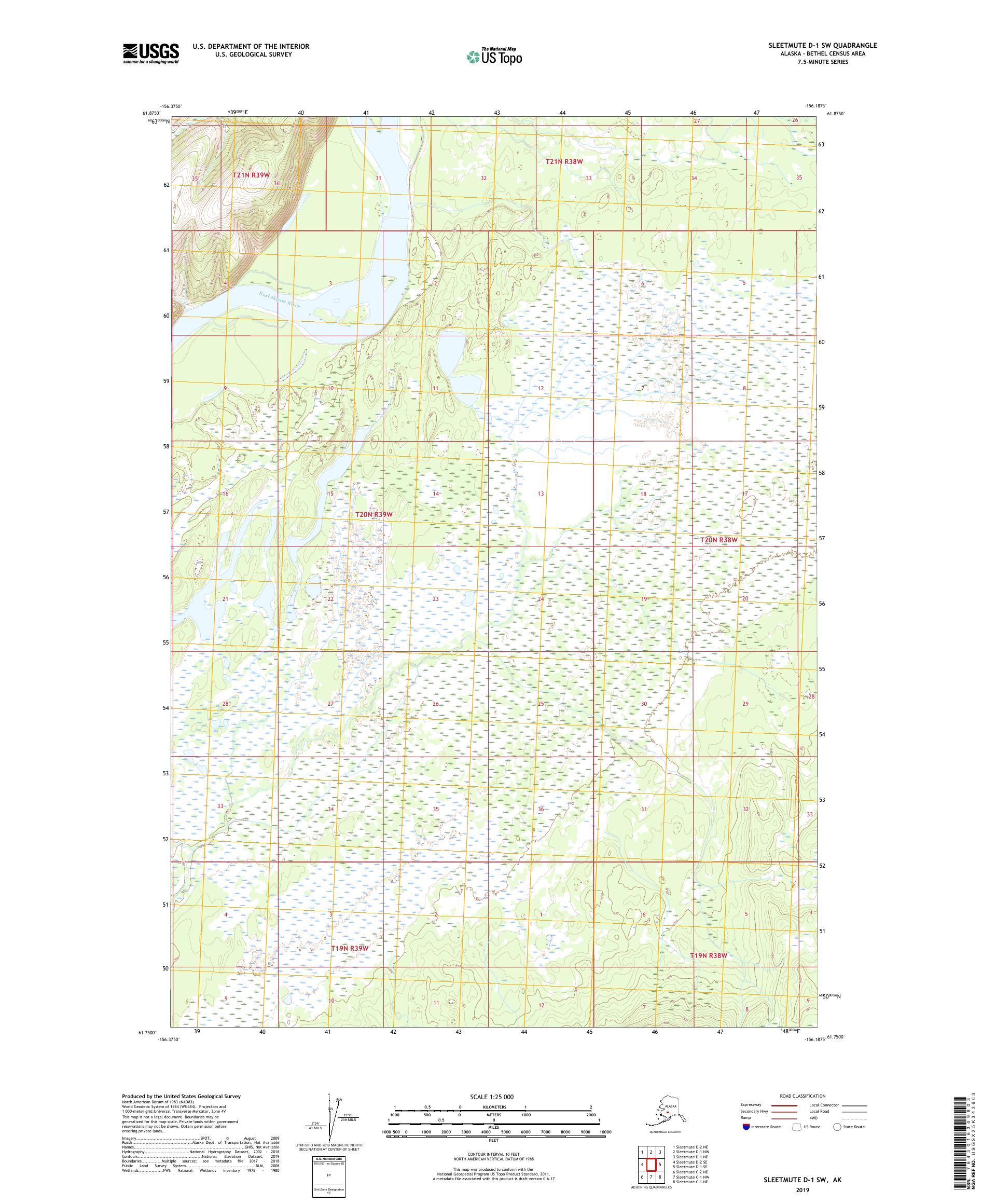 Sleetmute D-1 SW Alaska US Topo Map – MyTopo Map Store