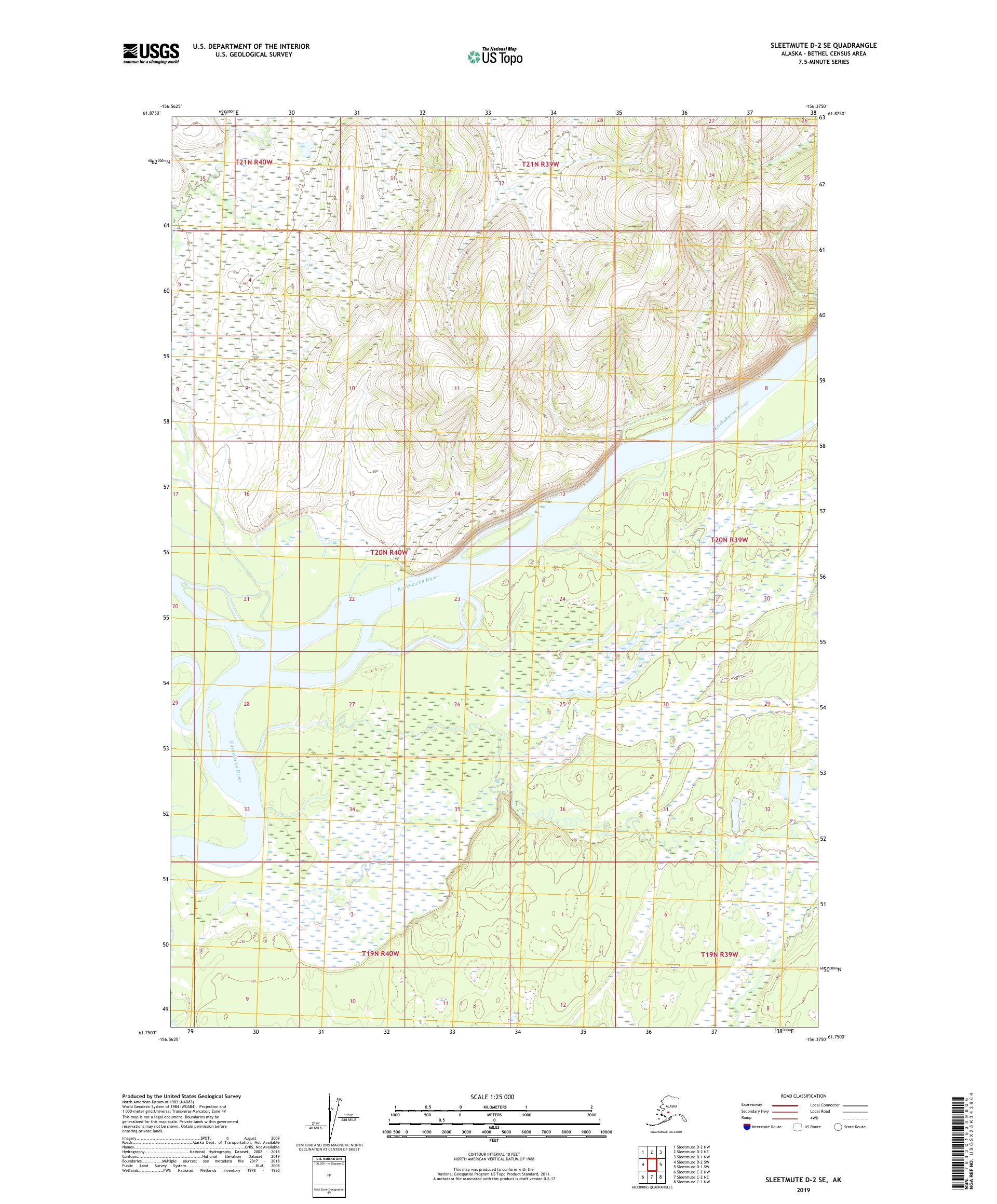 Sleetmute D-2 SE Alaska US Topo Map – MyTopo Map Store