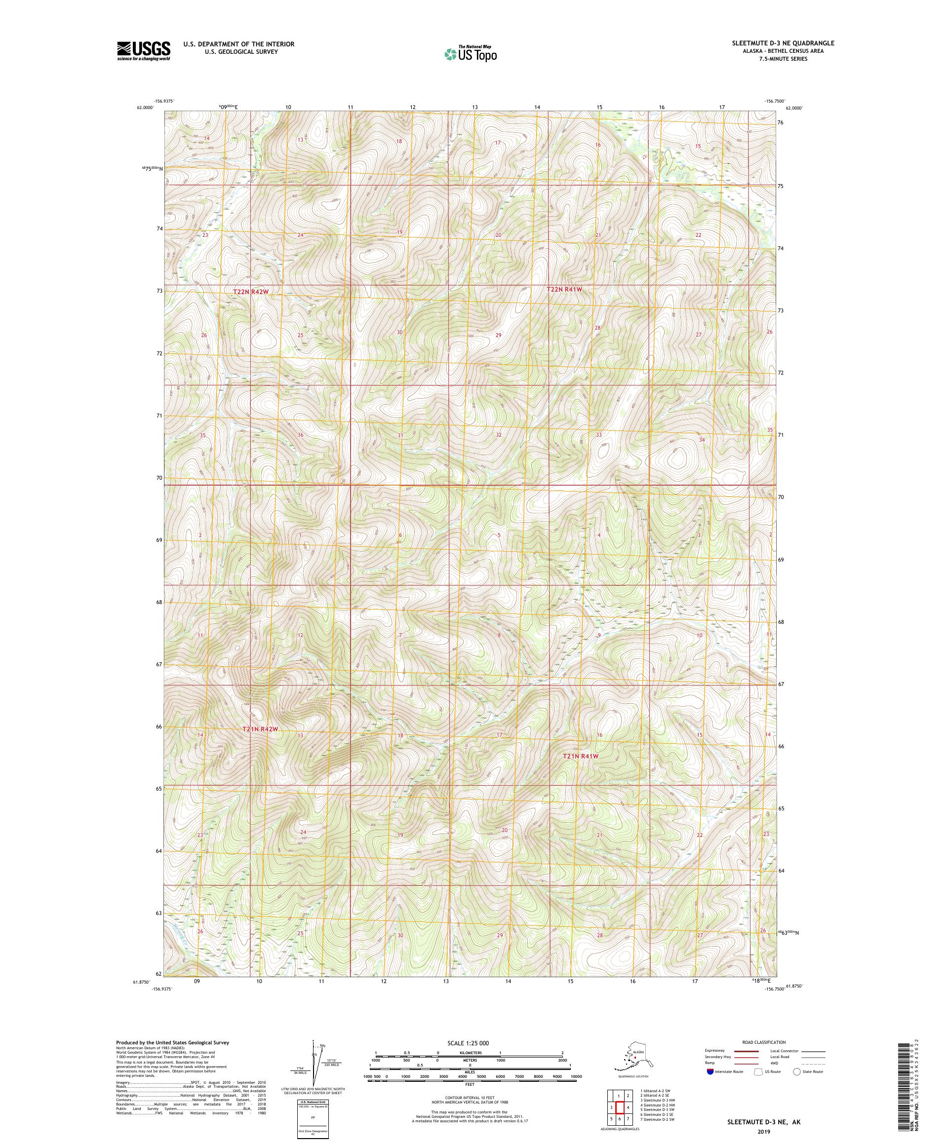 Sleetmute D-3 NE Alaska US Topo Map – MyTopo Map Store