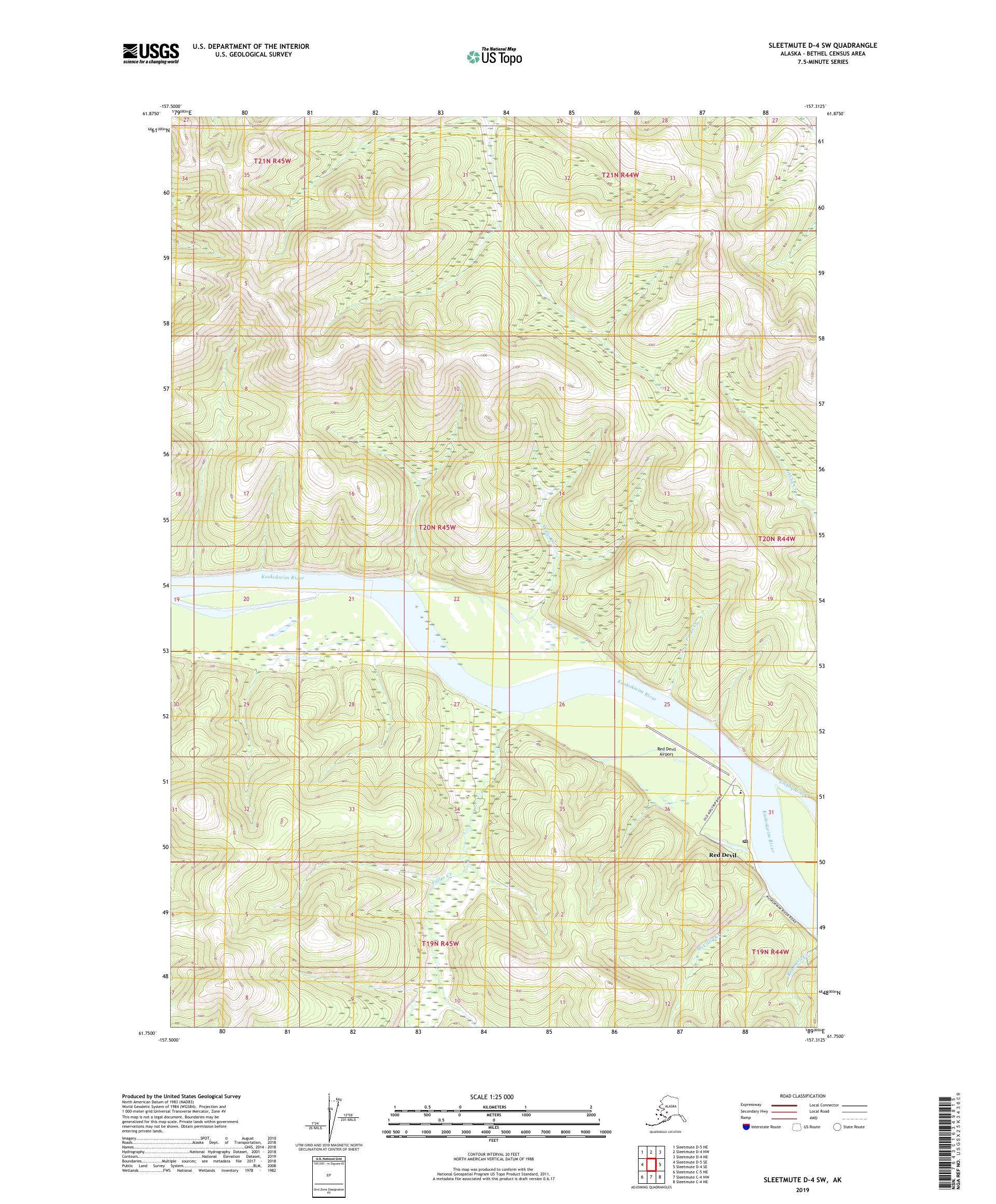 Sleetmute D-4 SW Alaska US Topo Map – MyTopo Map Store