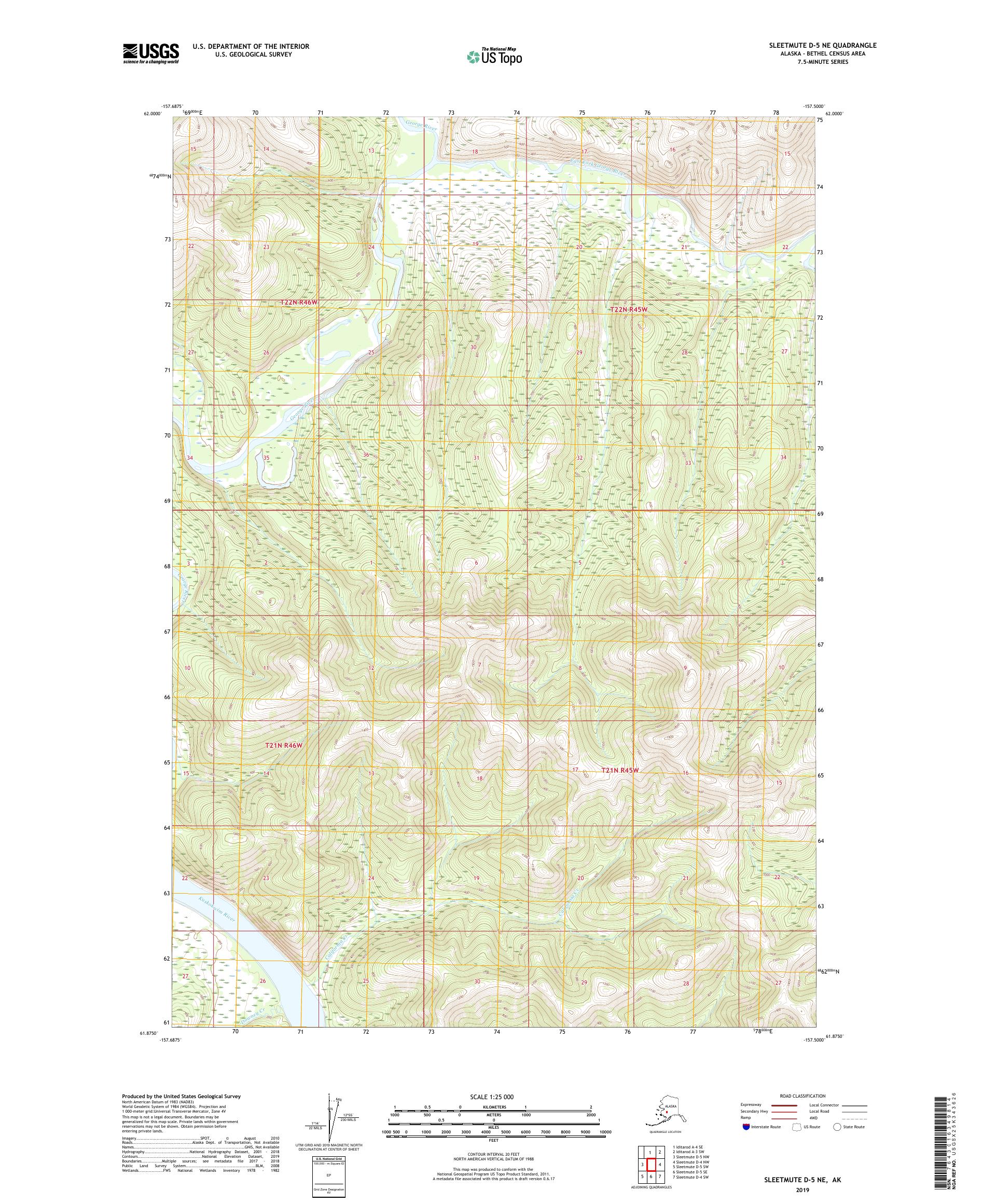 Sleetmute D-5 NE Alaska US Topo Map – MyTopo Map Store