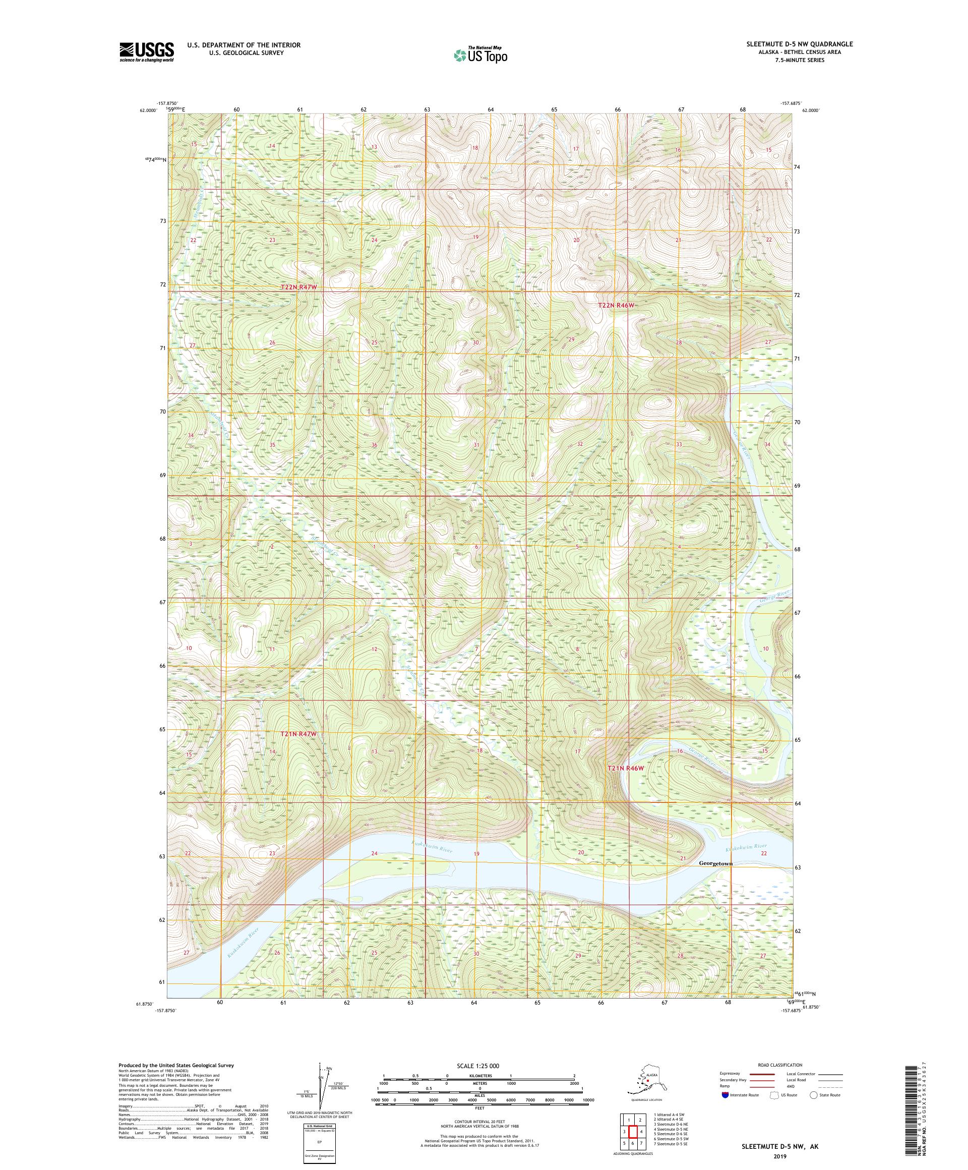 Sleetmute D-5 NW Alaska US Topo Map – MyTopo Map Store