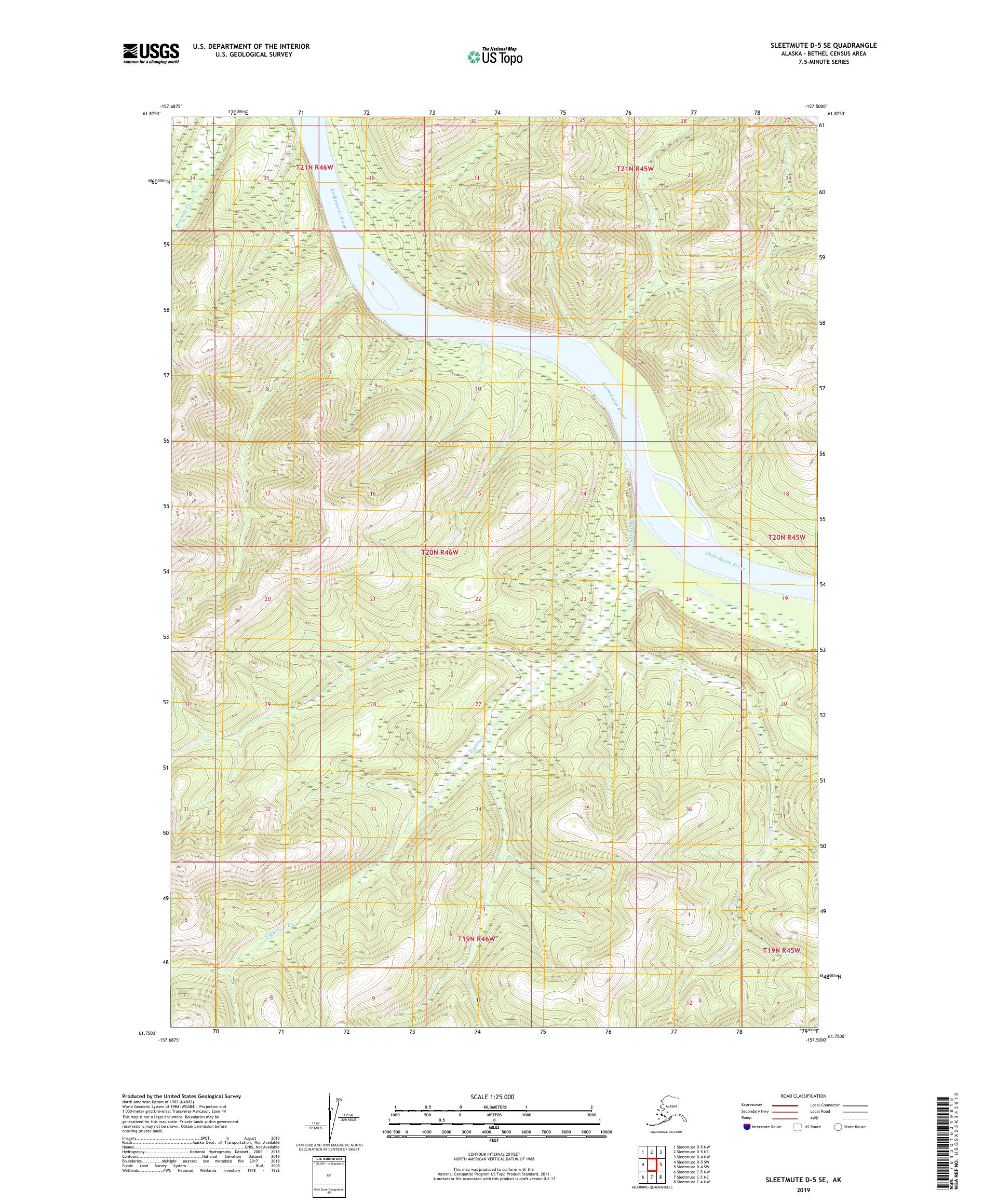 Sleetmute D-5 SE Alaska US Topo Map – MyTopo Map Store