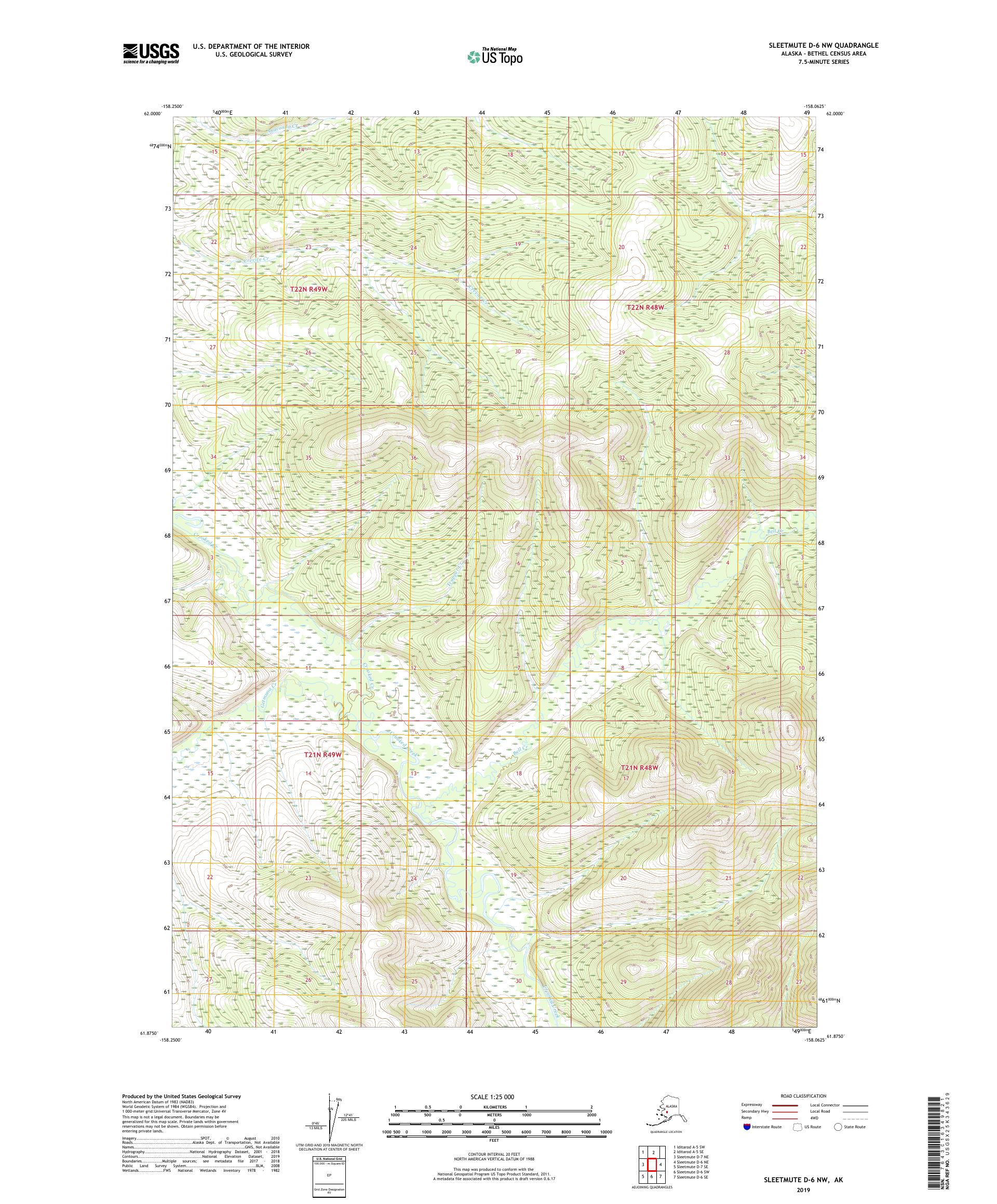 Sleetmute D-6 NW Alaska US Topo Map – MyTopo Map Store
