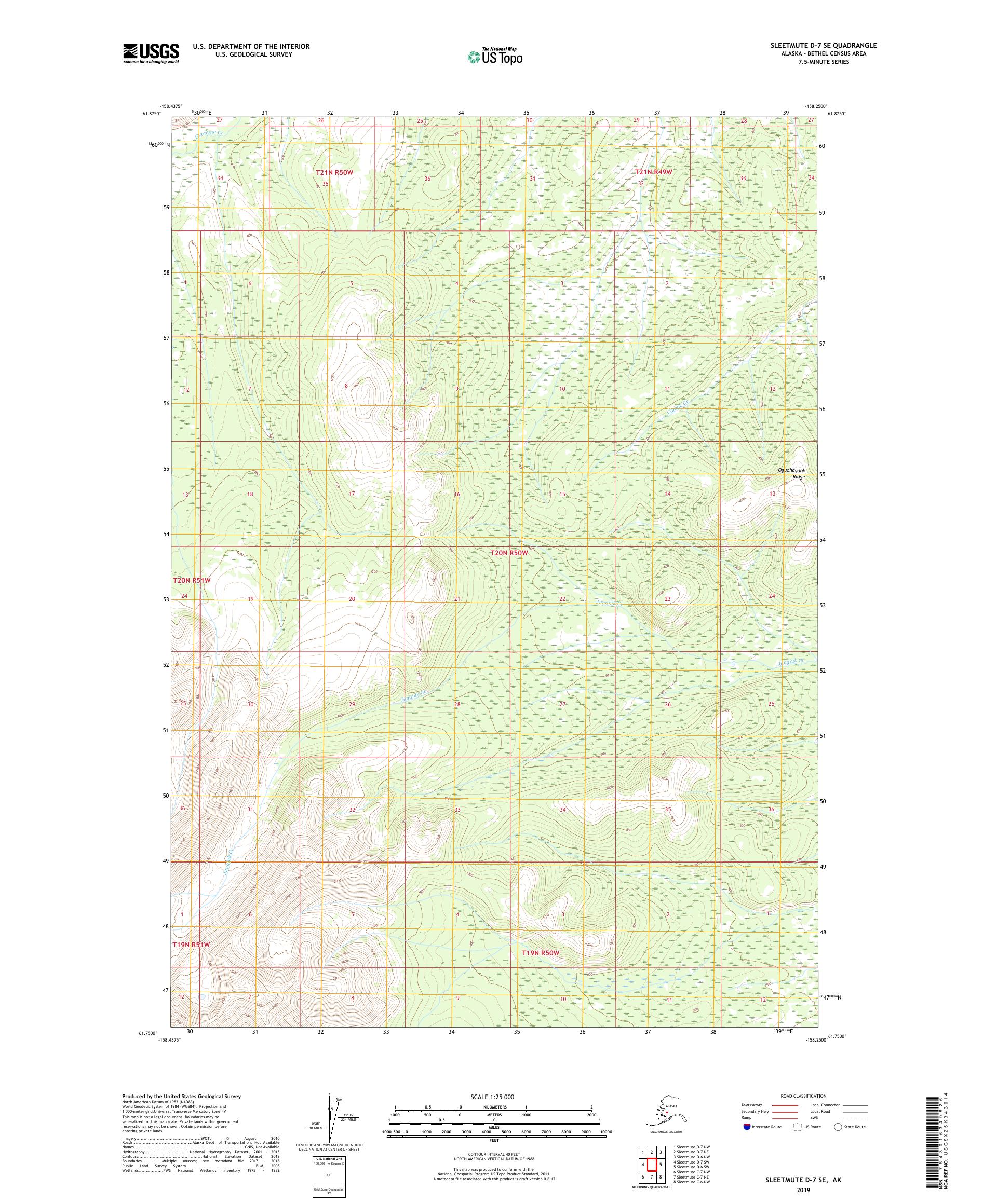 Sleetmute D-7 SE Alaska US Topo Map – MyTopo Map Store