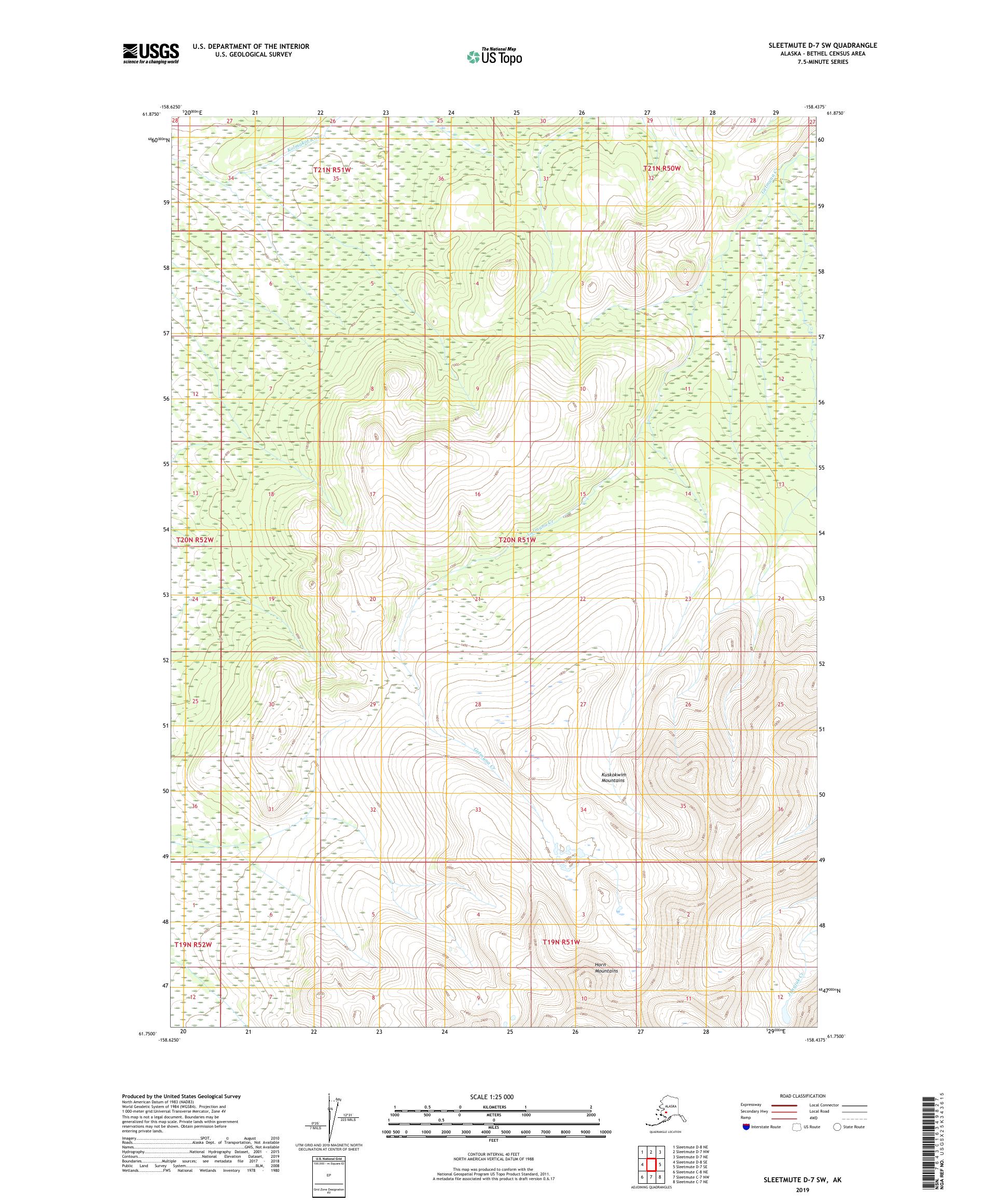 Sleetmute D-7 SW Alaska US Topo Map – MyTopo Map Store