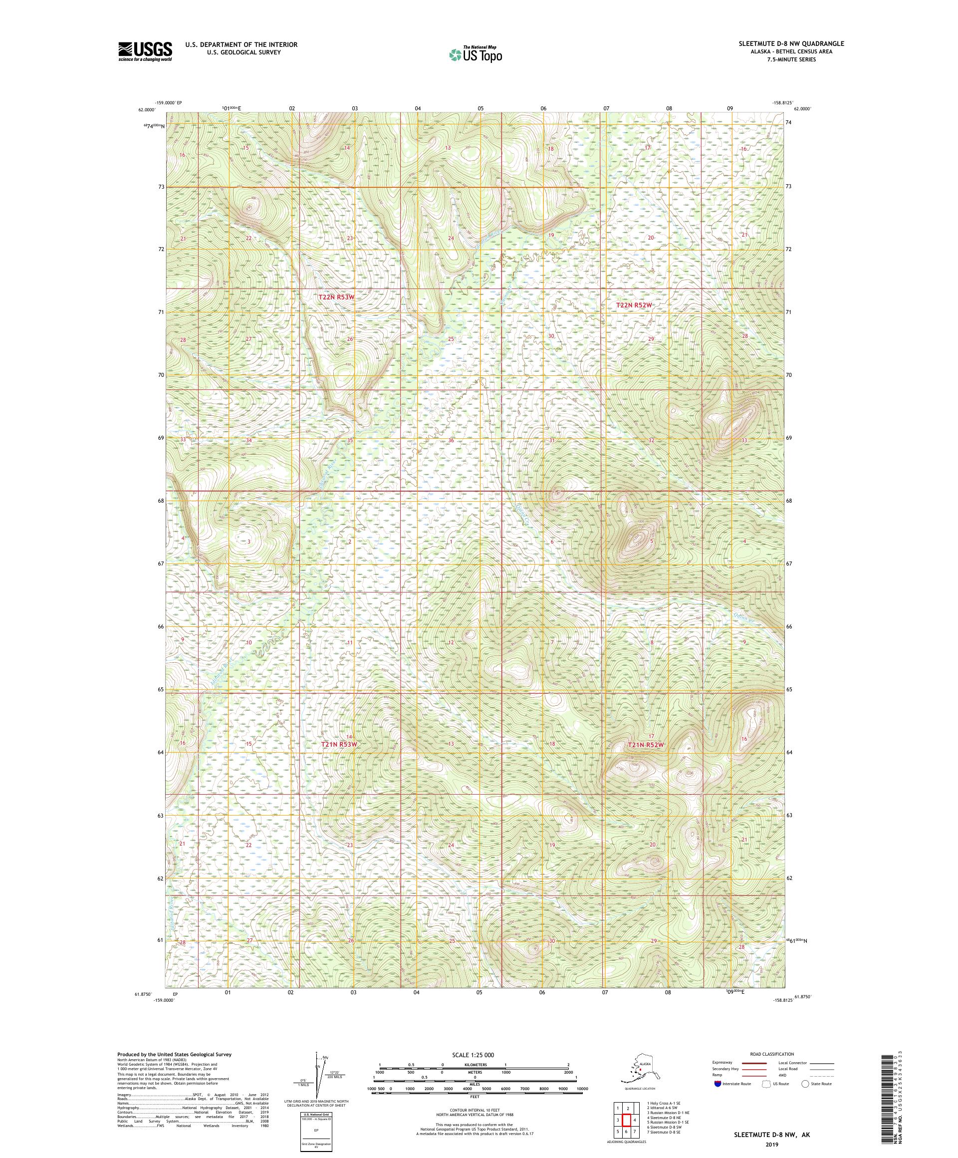 Sleetmute D-8 NW Alaska US Topo Map – MyTopo Map Store