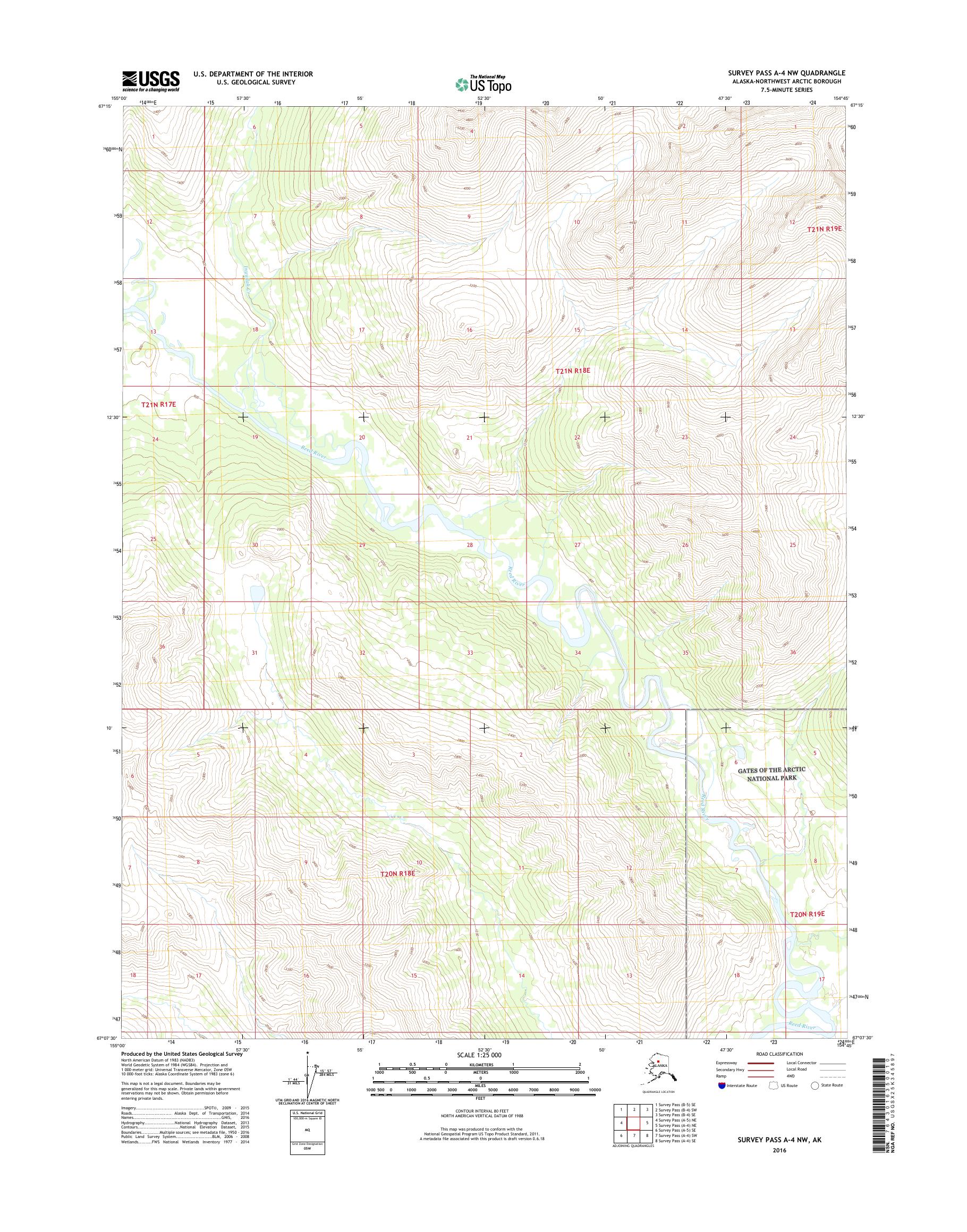 Survey Pass A-4 NW Alaska US Topo Map – MyTopo Map Store