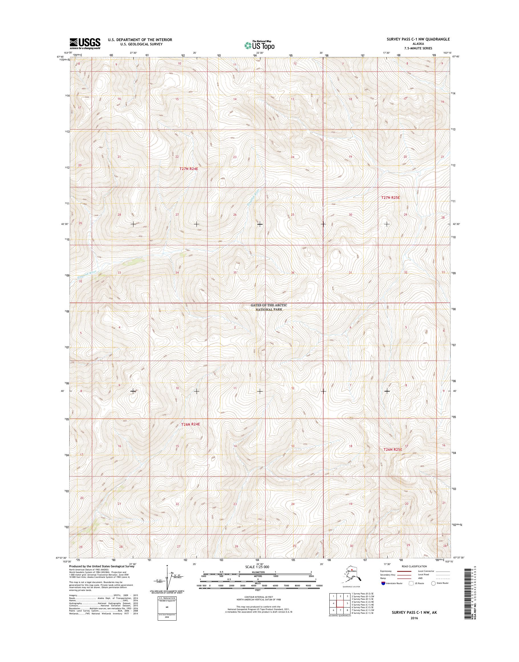 Survey Pass C-1 NW Alaska US Topo Map – MyTopo Map Store
