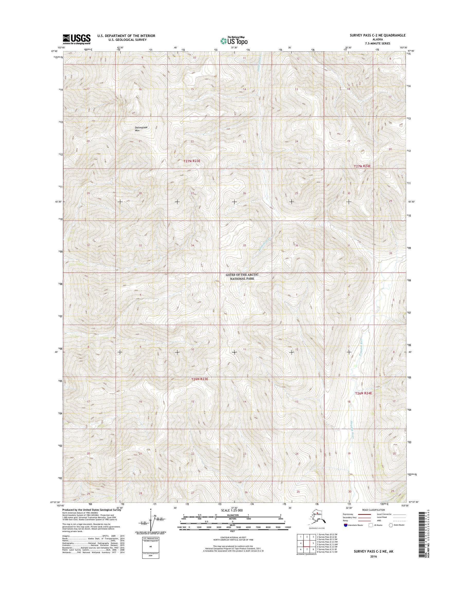 Survey Pass C-2 NE Alaska US Topo Map – MyTopo Map Store