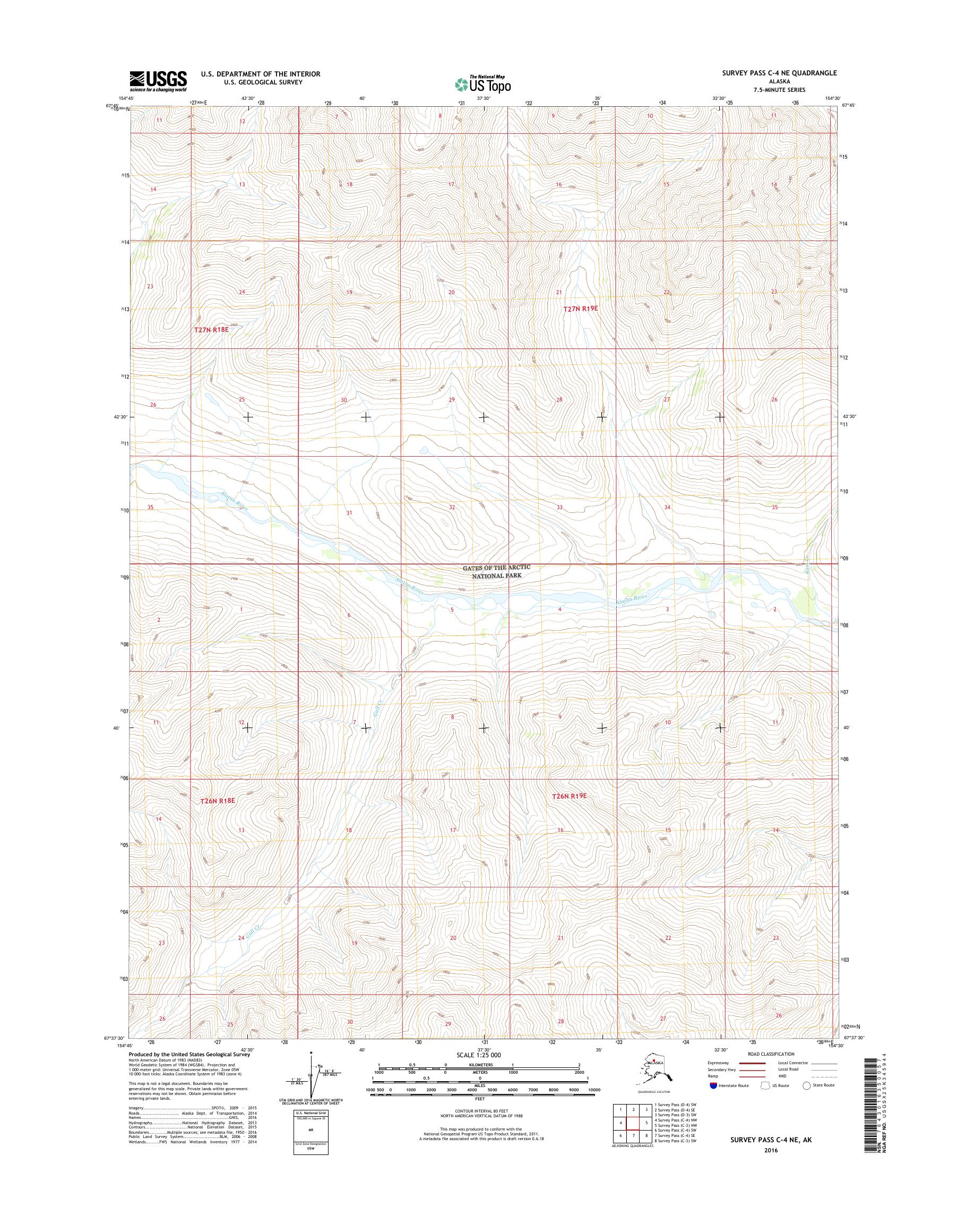 Survey Pass C-4 NE Alaska US Topo Map – MyTopo Map Store