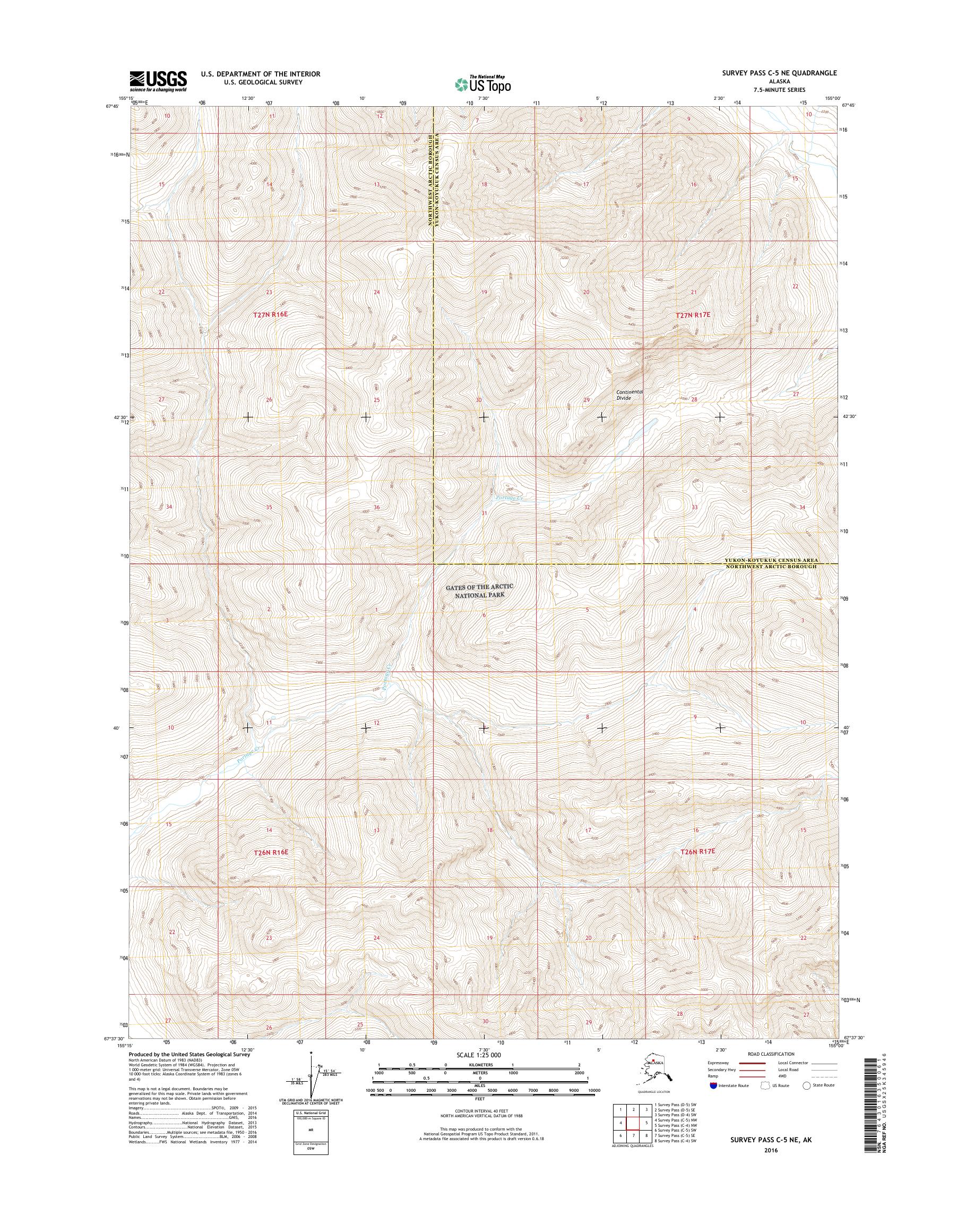 Survey Pass C-5 NE Alaska US Topo Map – MyTopo Map Store