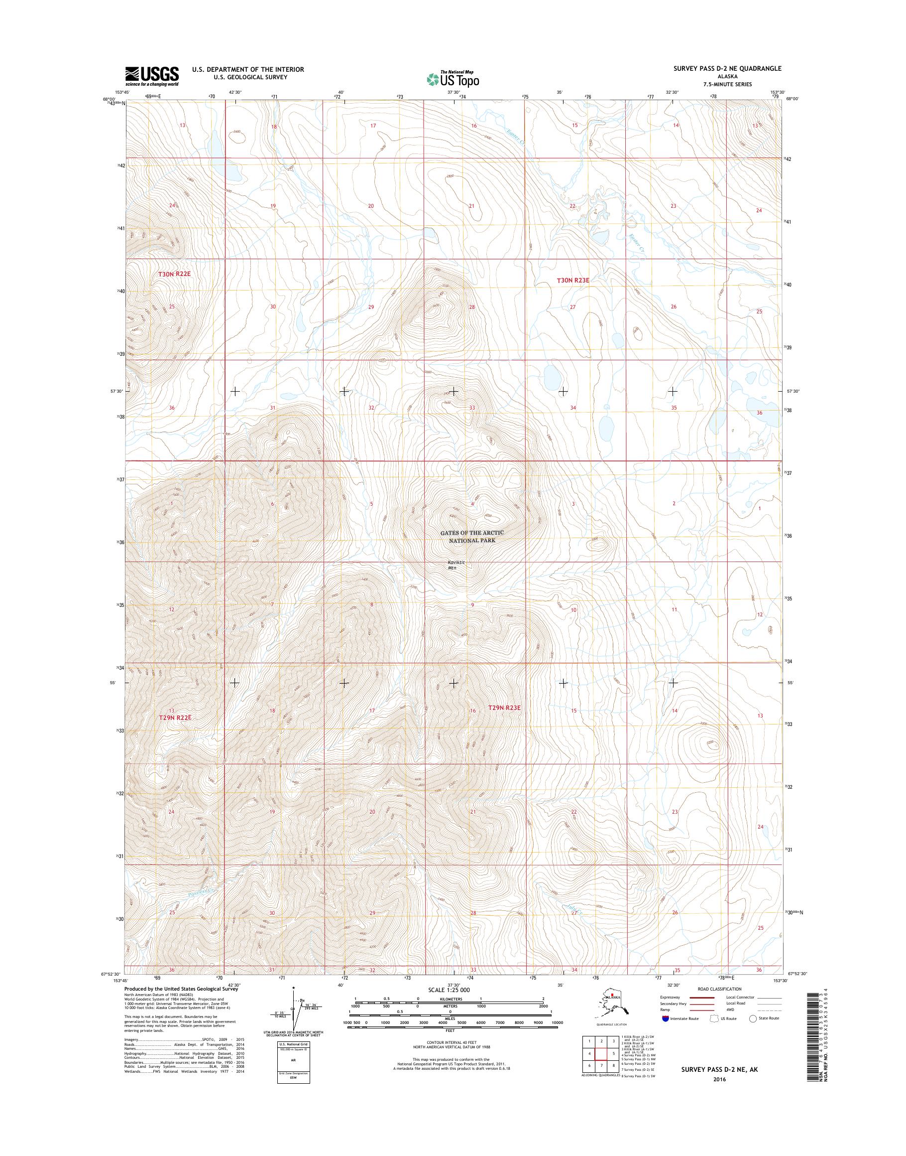 Survey Pass D-2 NE Alaska US Topo Map – MyTopo Map Store