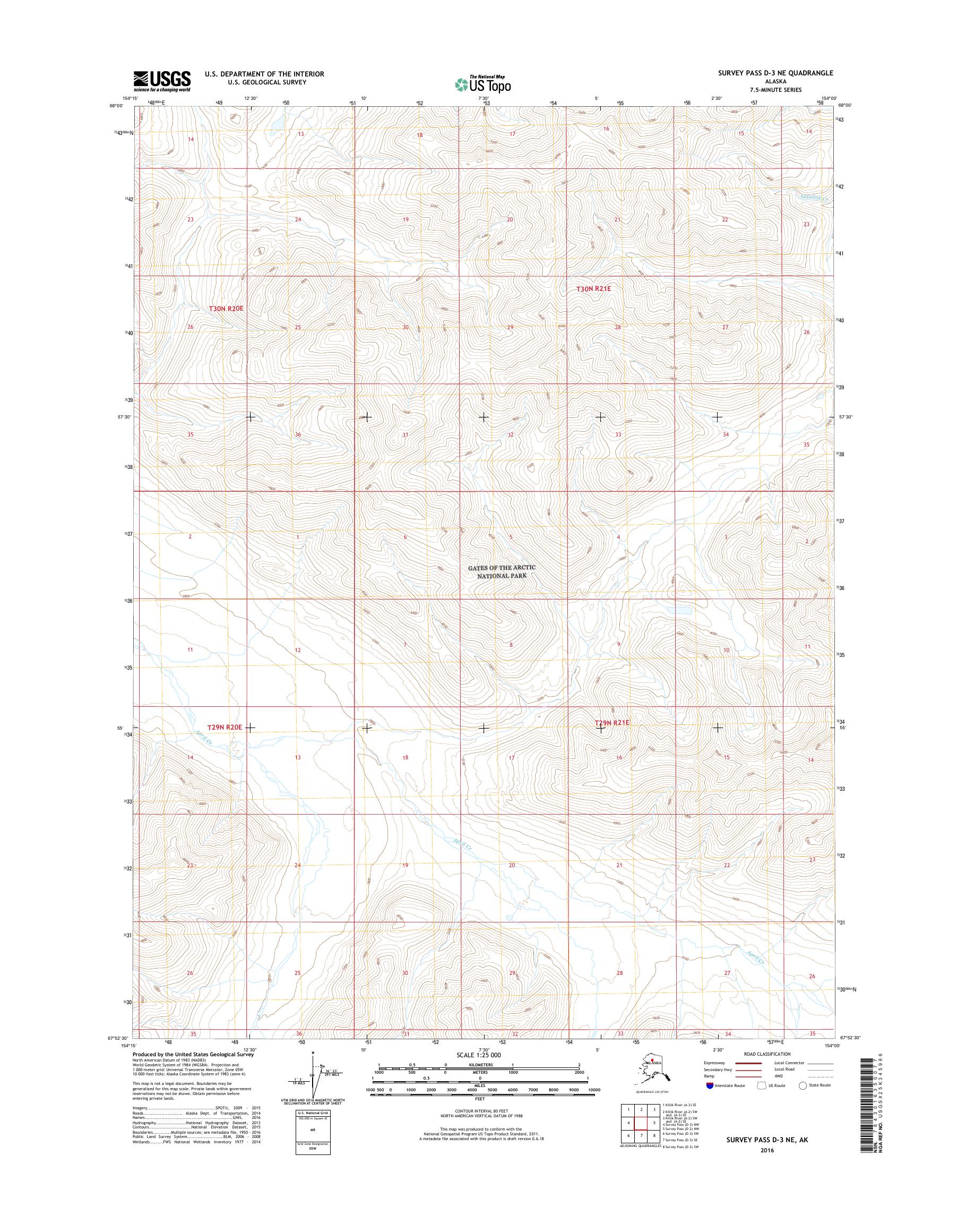 Survey Pass D-3 NE Alaska US Topo Map – MyTopo Map Store