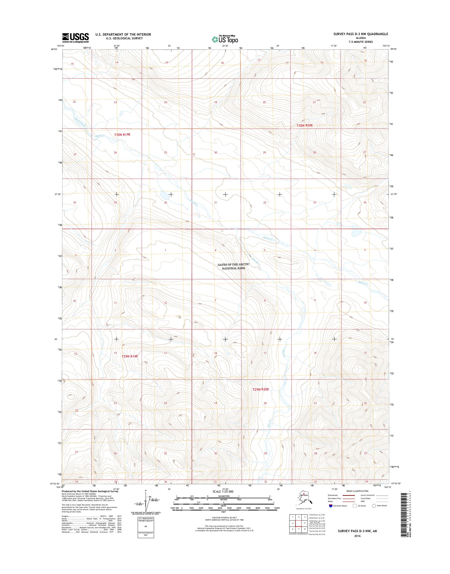 Survey Pass D-3 NW Alaska US Topo Map – MyTopo Map Store