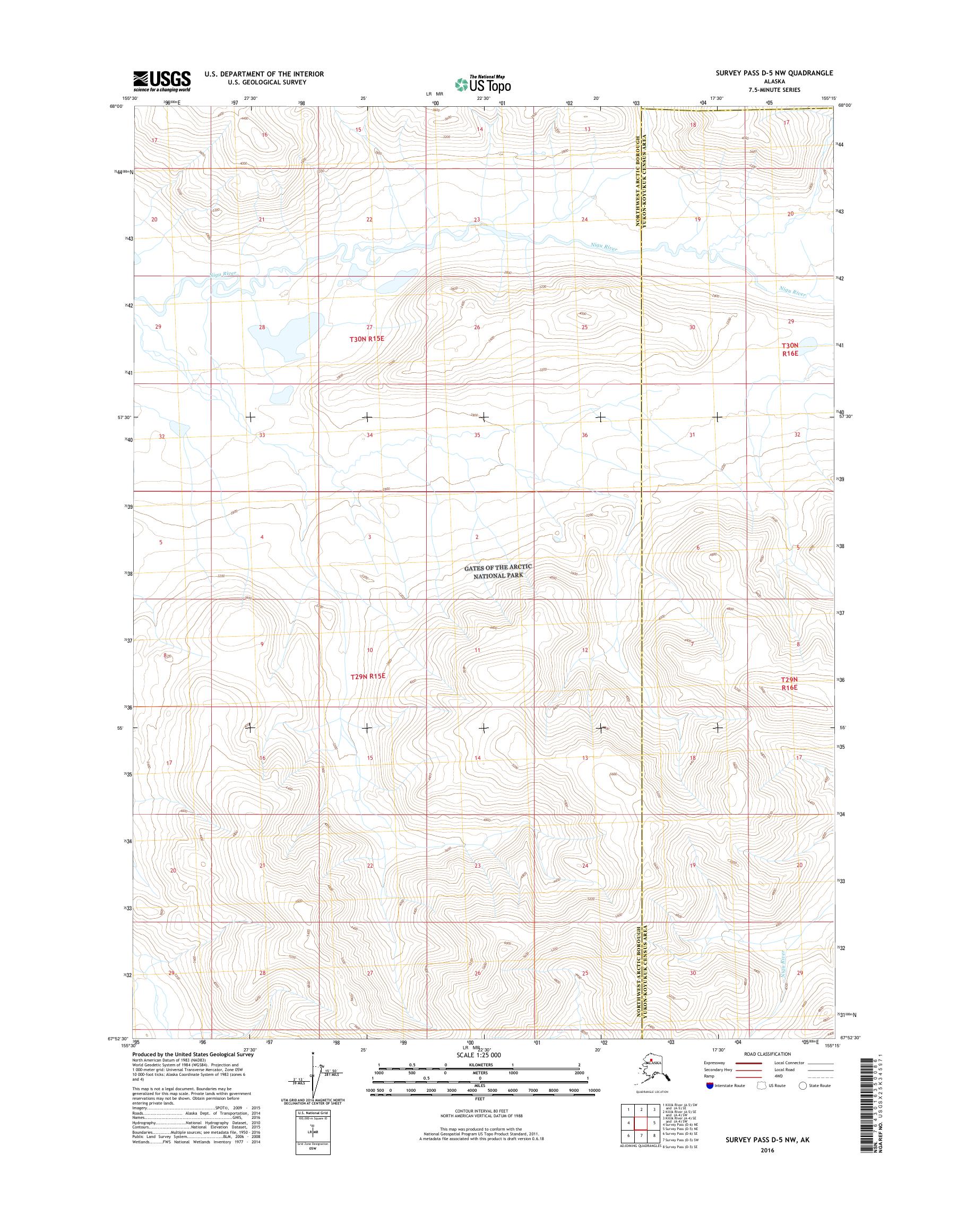 Survey Pass D-5 NW Alaska US Topo Map – MyTopo Map Store