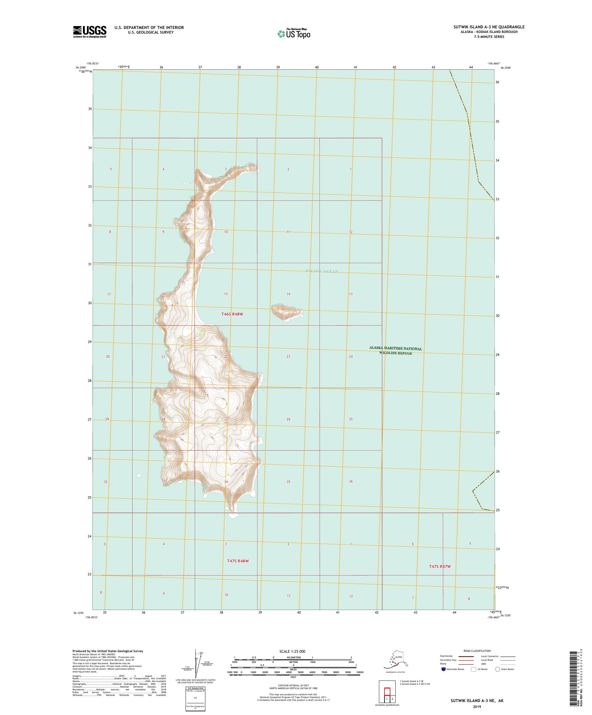 Sutwik Island A-3 NE Alaska US Topo Map – MyTopo Map Store