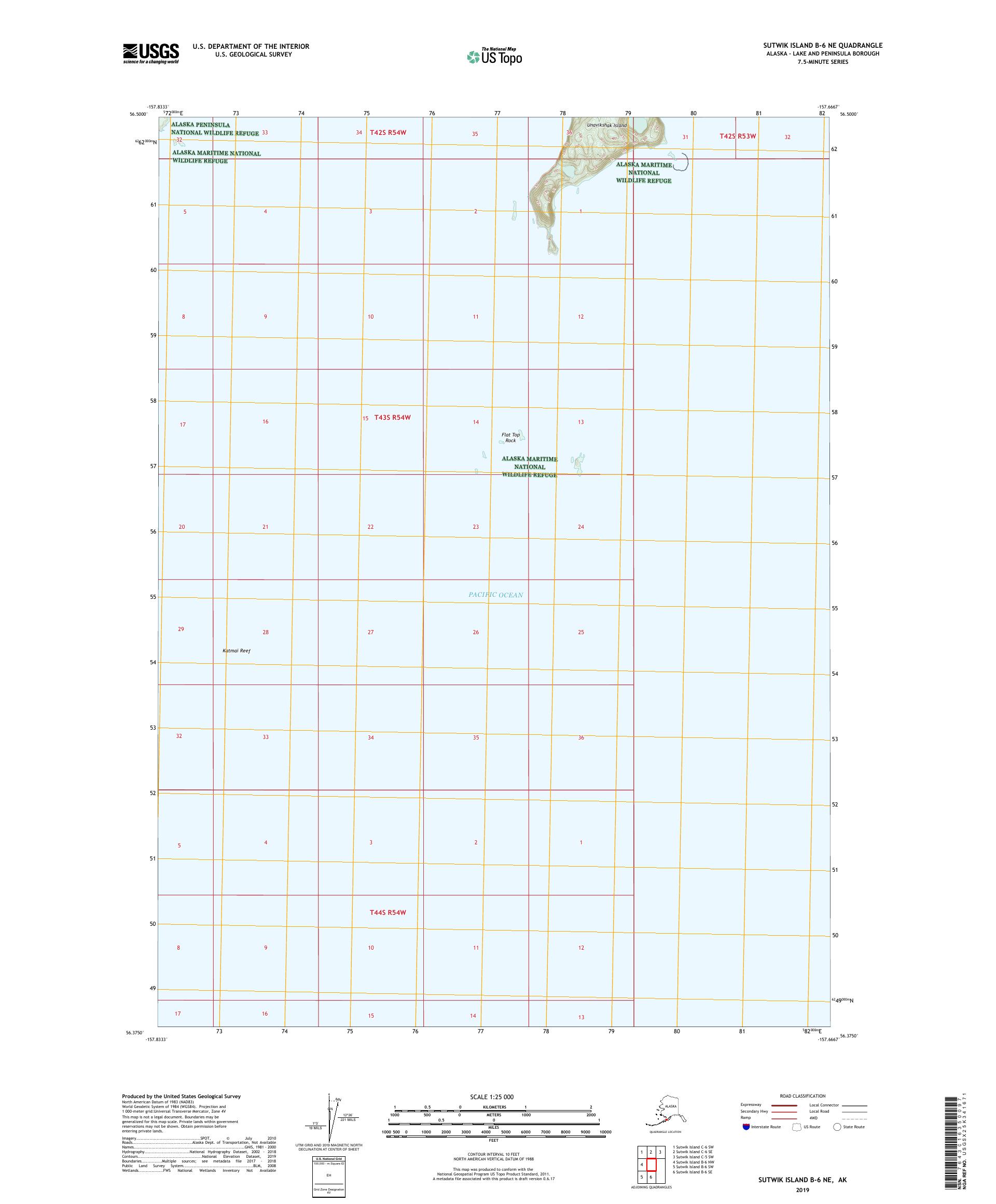 Sutwik Island B-6 NE Alaska US Topo Map – MyTopo Map Store