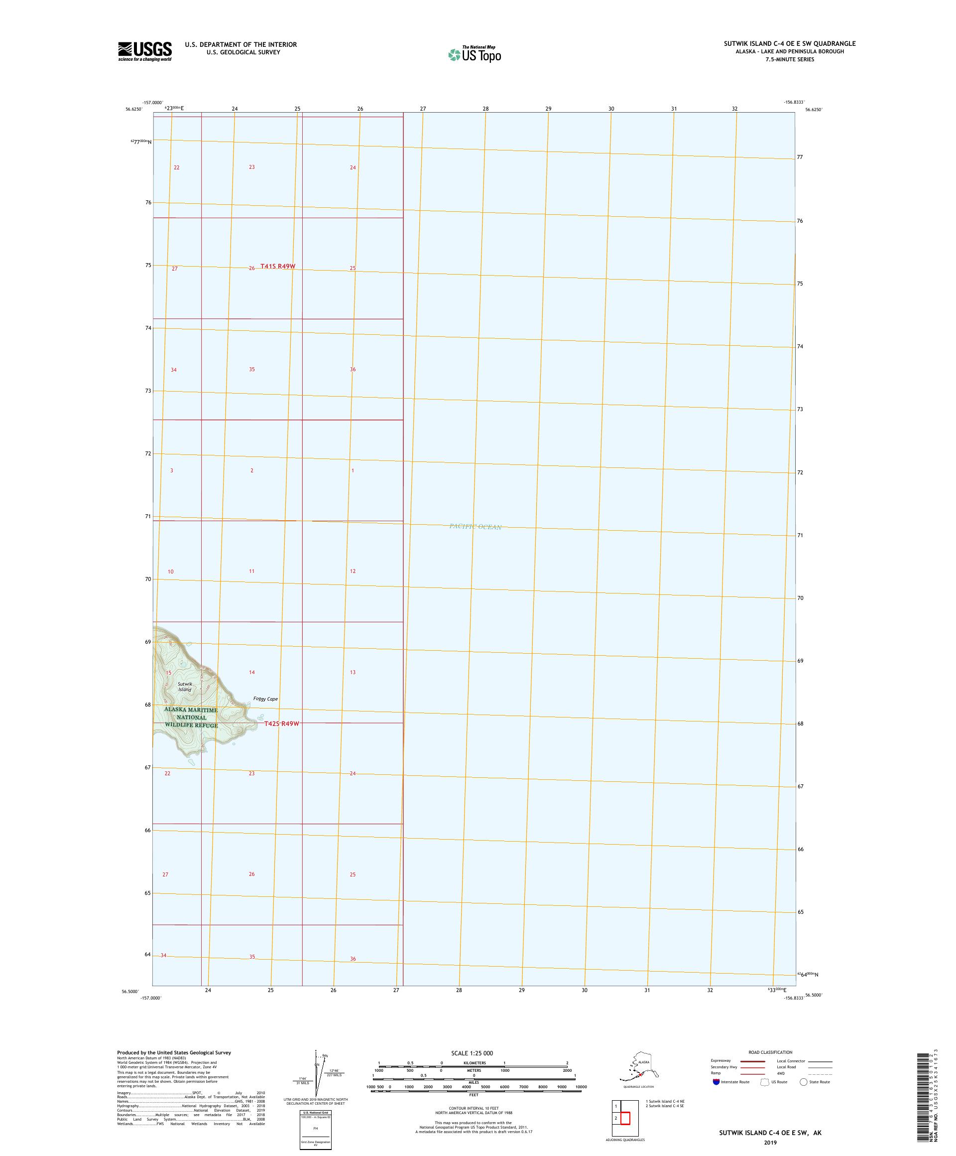 Sutwik Island C-4 OE E SW Alaska US Topo Map – MyTopo Map Store