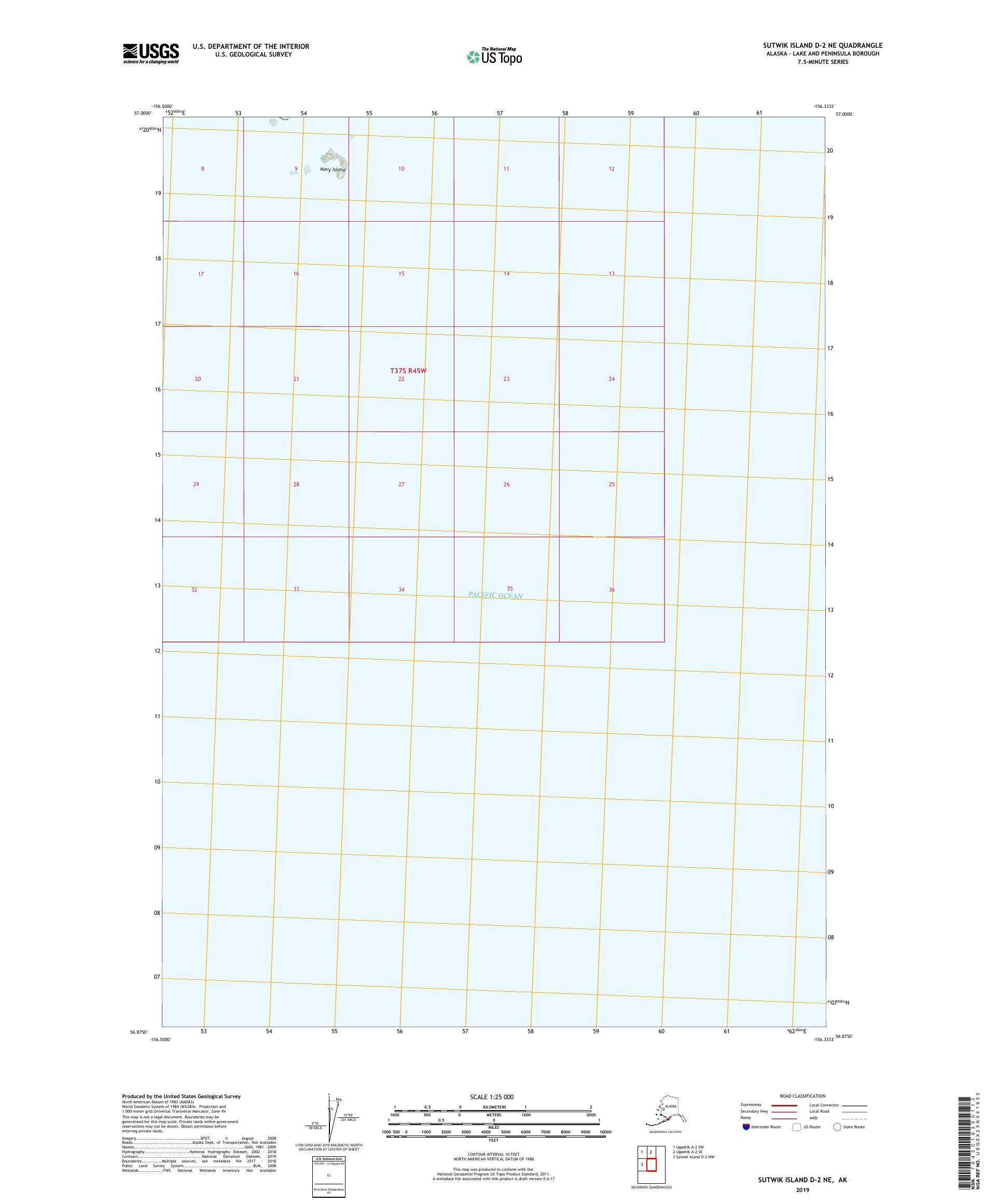 Sutwik Island D-2 NE Alaska US Topo Map – MyTopo Map Store