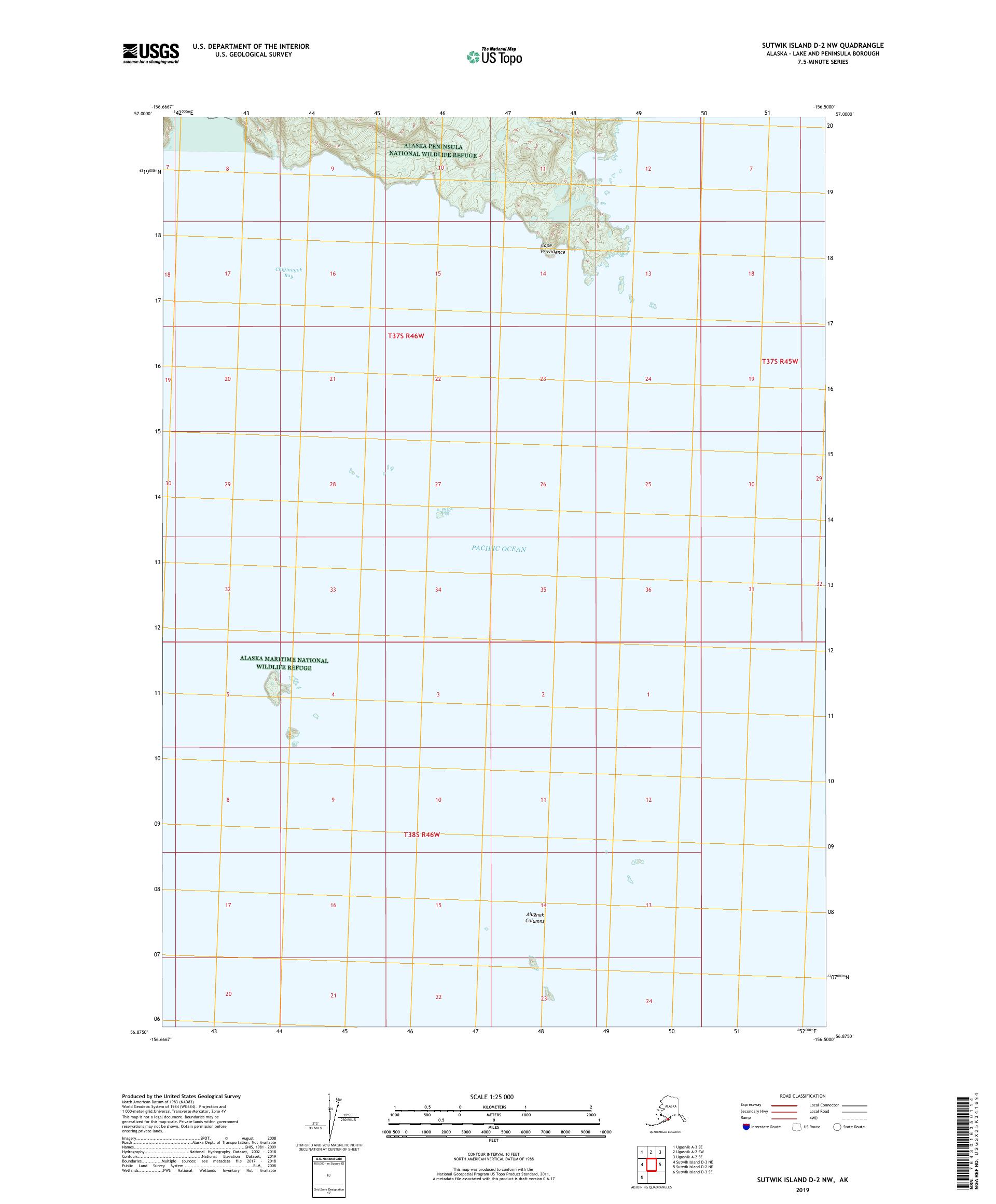 Sutwik Island D-2 NW Alaska US Topo Map – MyTopo Map Store