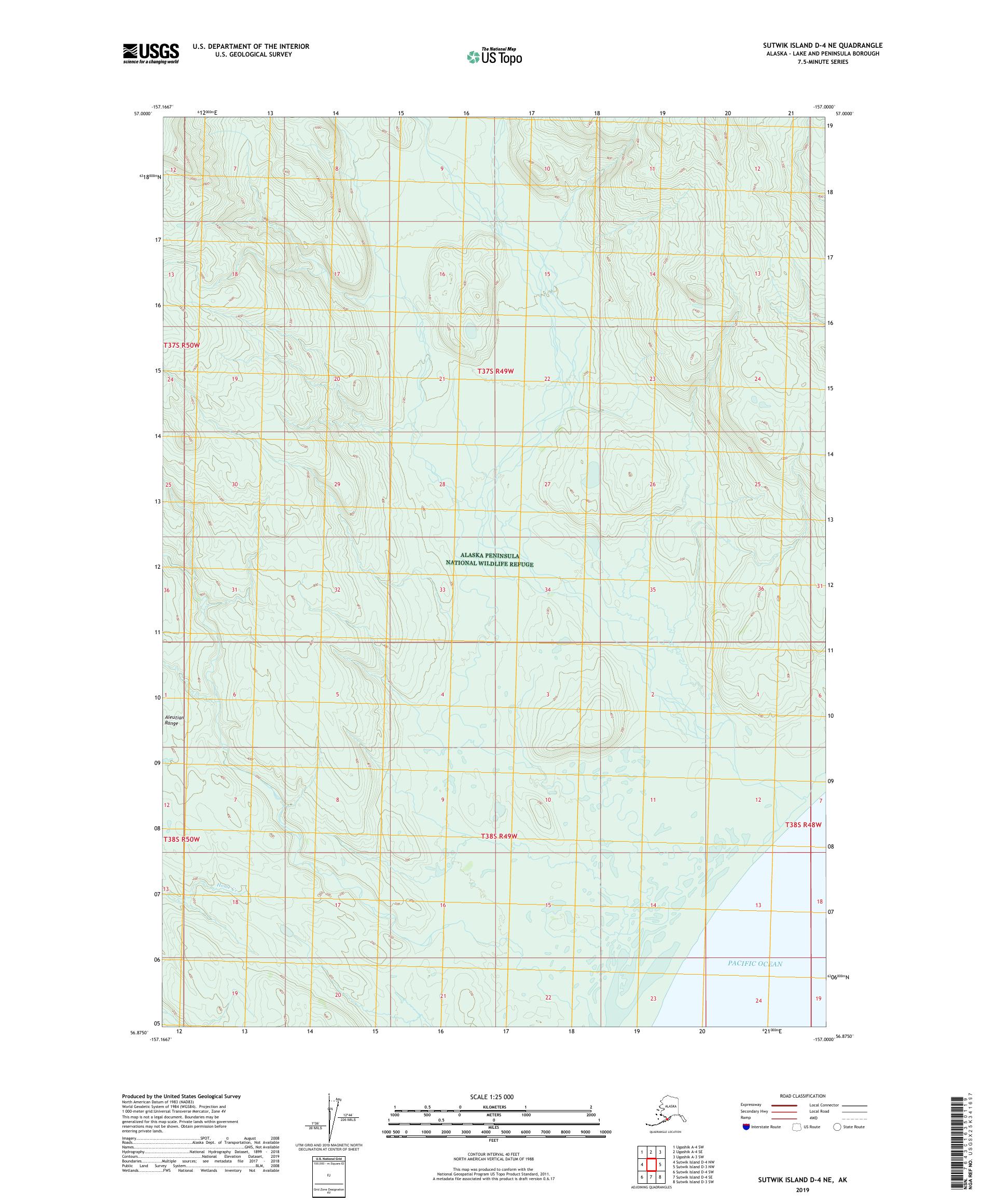 Sutwik Island D-4 NE Alaska US Topo Map – MyTopo Map Store