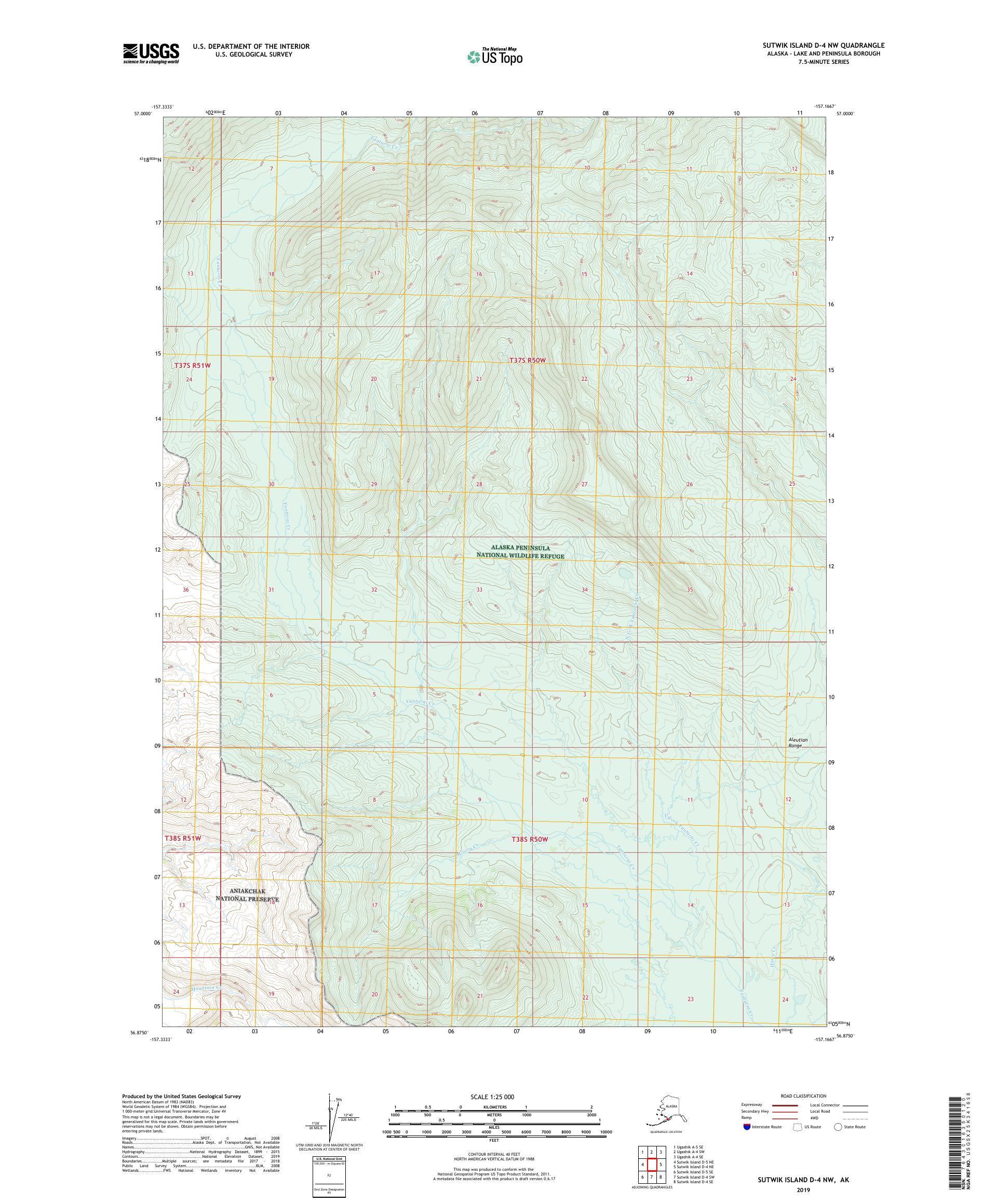 Sutwik Island D-4 NW Alaska US Topo Map – MyTopo Map Store