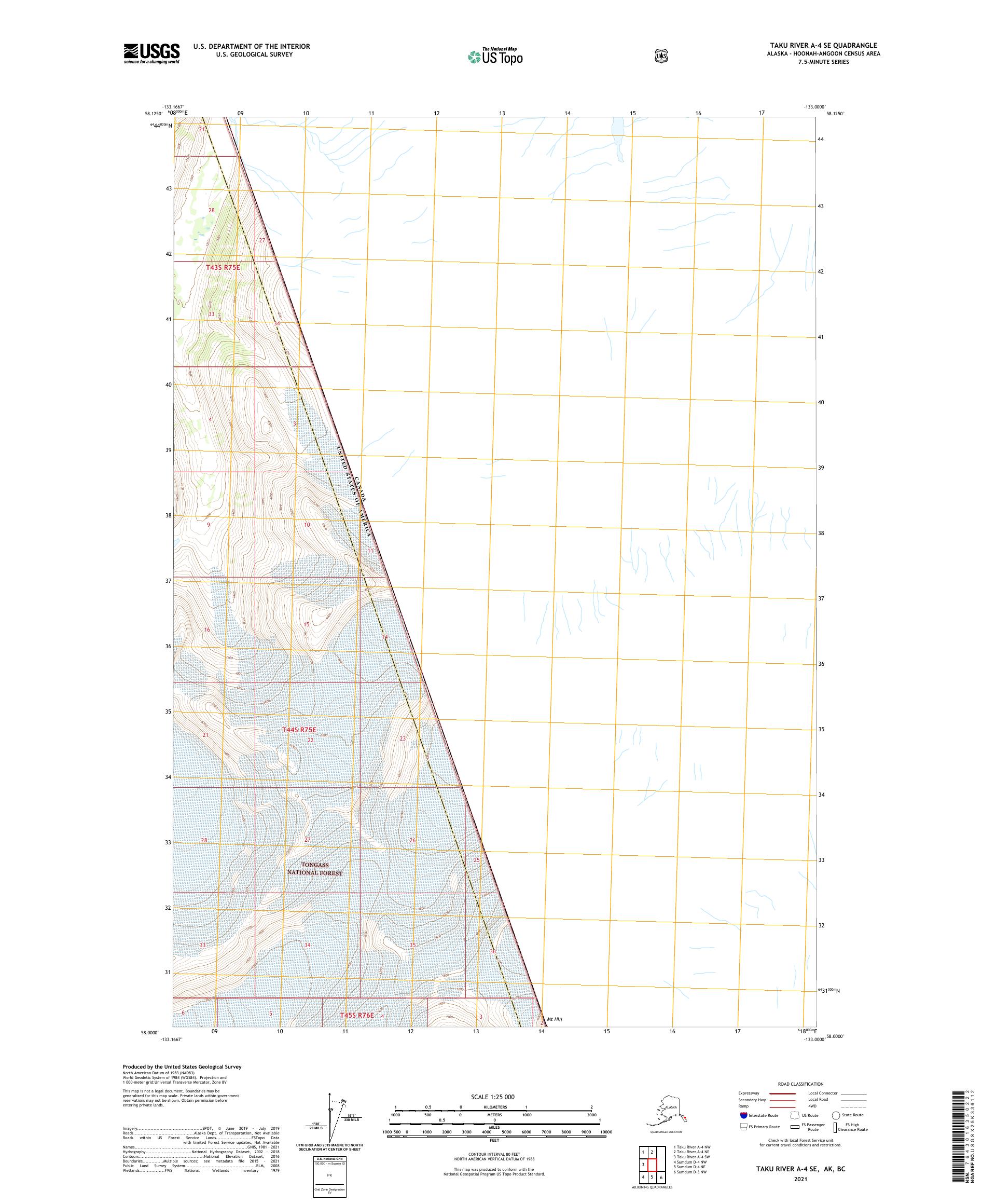 Taku River A-4 SE Alaska US Topo Map – MyTopo Map Store