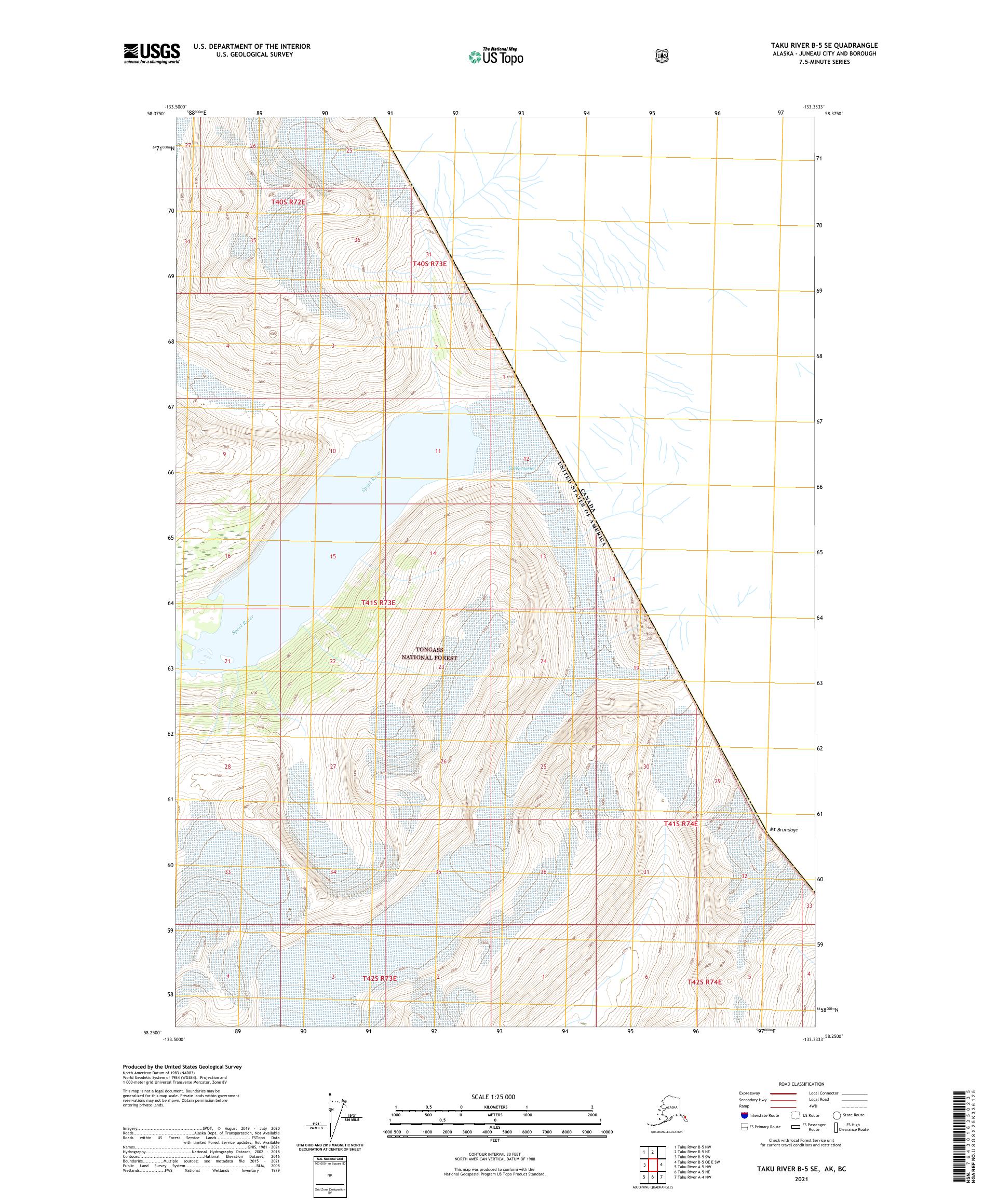 Taku River B-5 SE Alaska US Topo Map – MyTopo Map Store