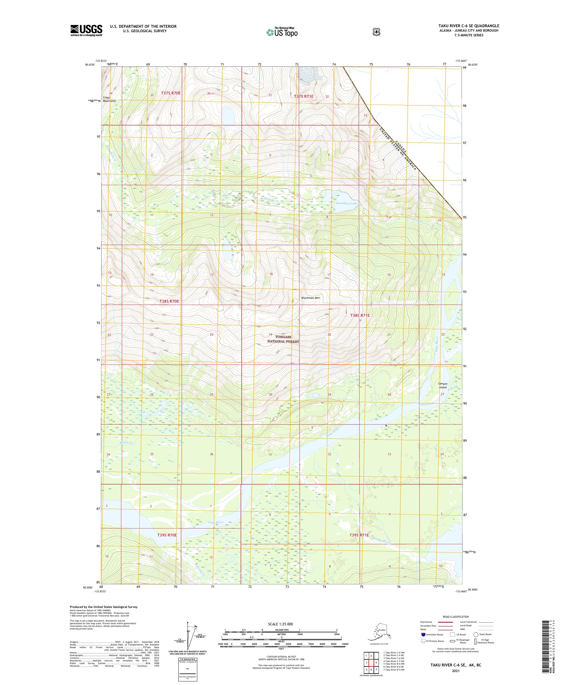 Taku River C-6 SE Alaska US Topo Map – MyTopo Map Store