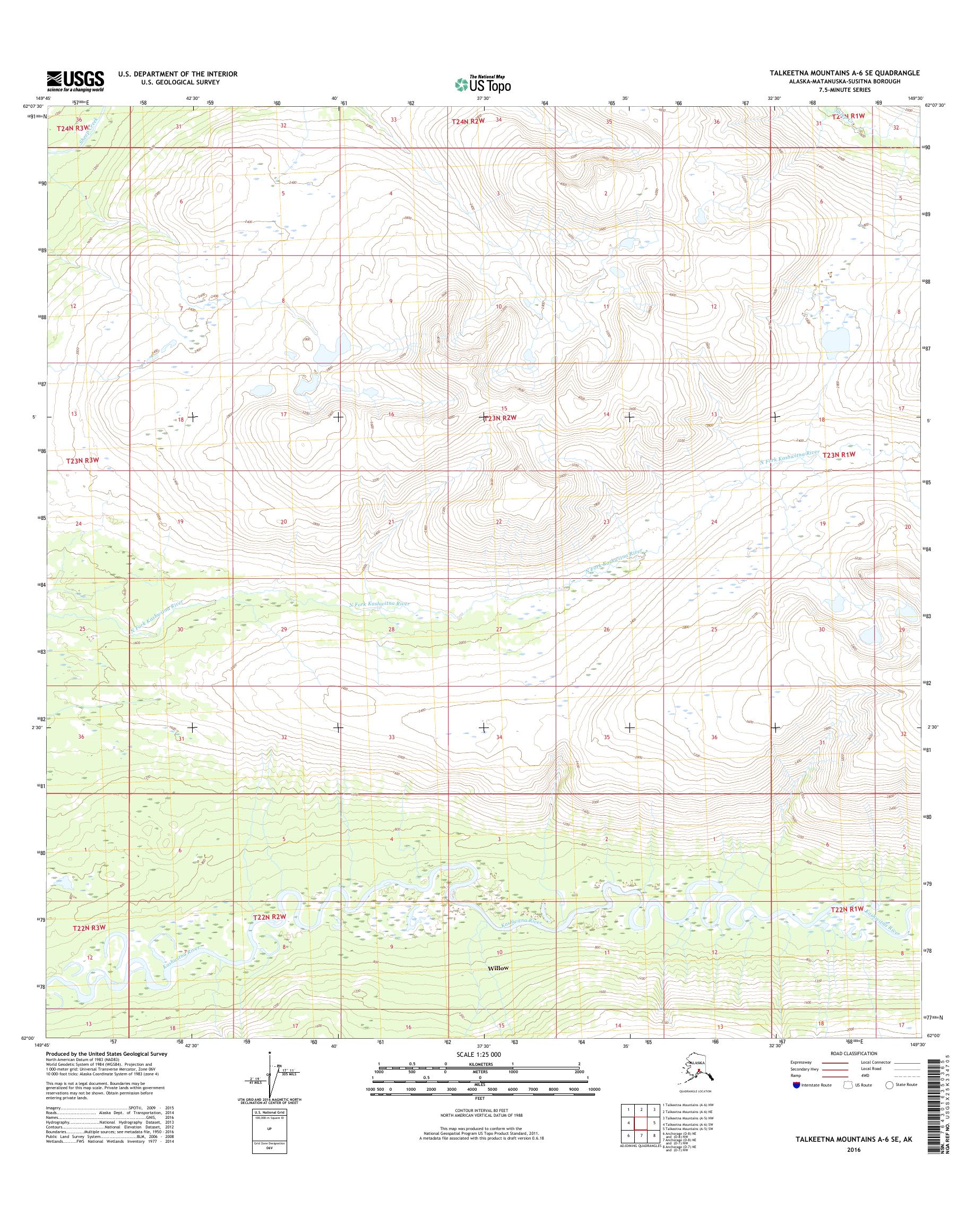 Talkeetna Mountains A-6 SE Alaska US Topo Map – MyTopo Map Store