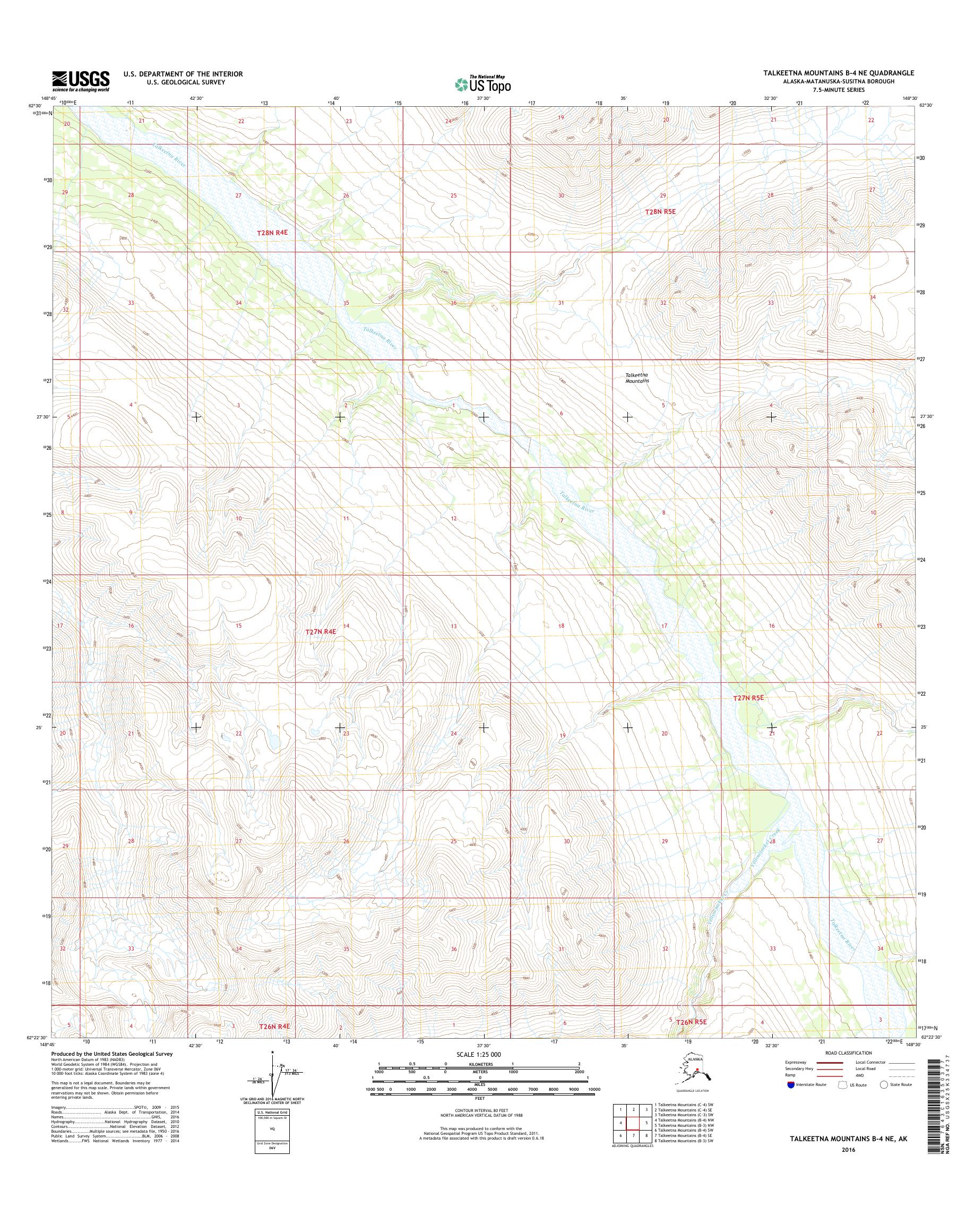 Talkeetna Mountains B-4 NE Alaska US Topo Map – MyTopo Map Store
