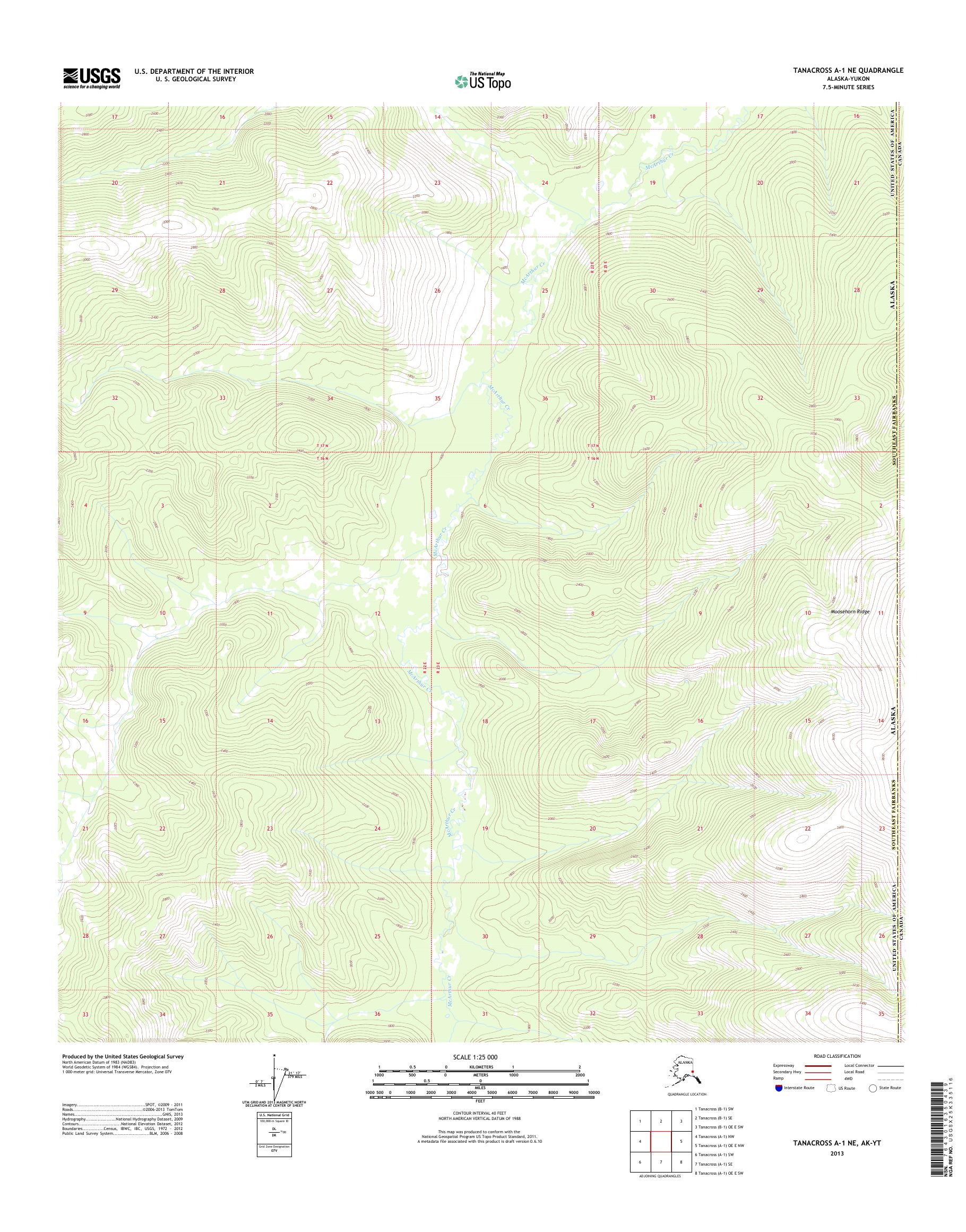 Tanacross A-1 NE Alaska US Topo Map – MyTopo Map Store