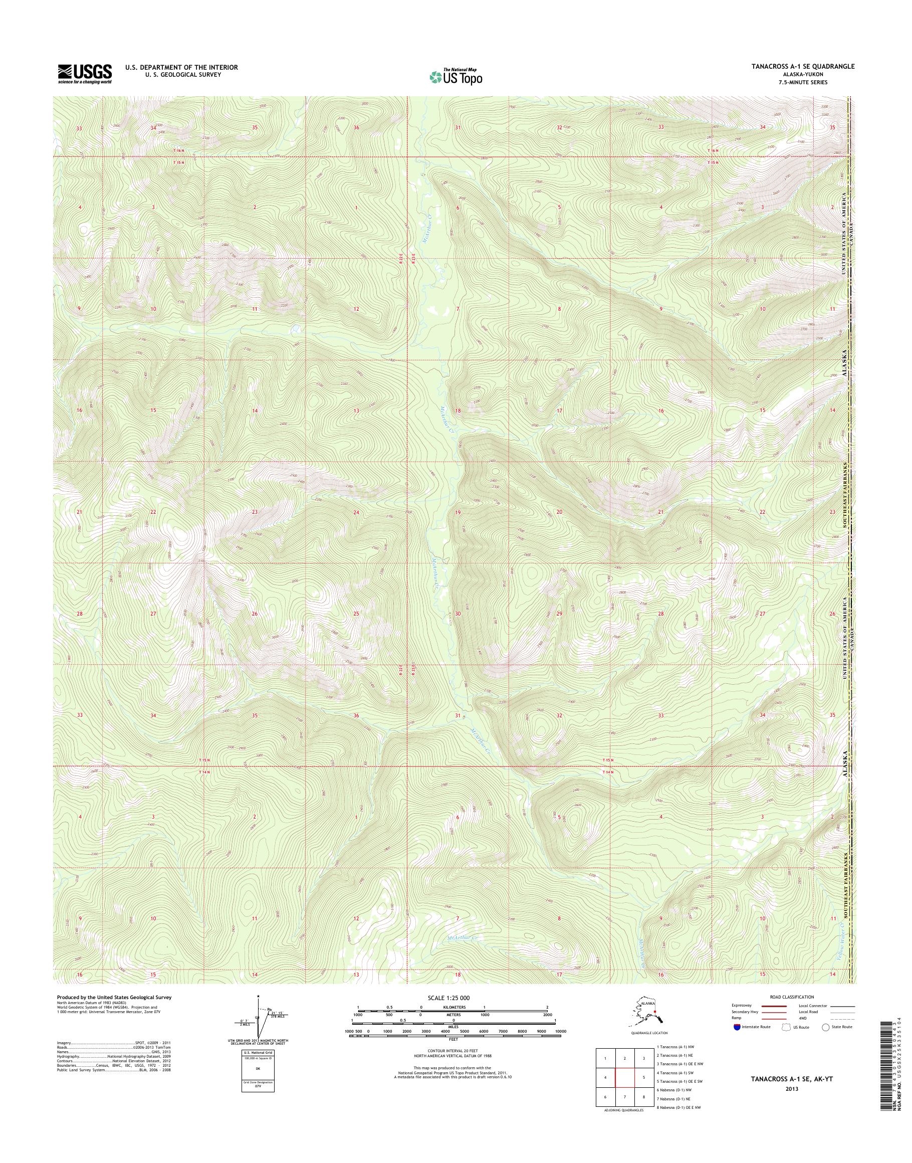 Tanacross A-1 SE Alaska US Topo Map – MyTopo Map Store