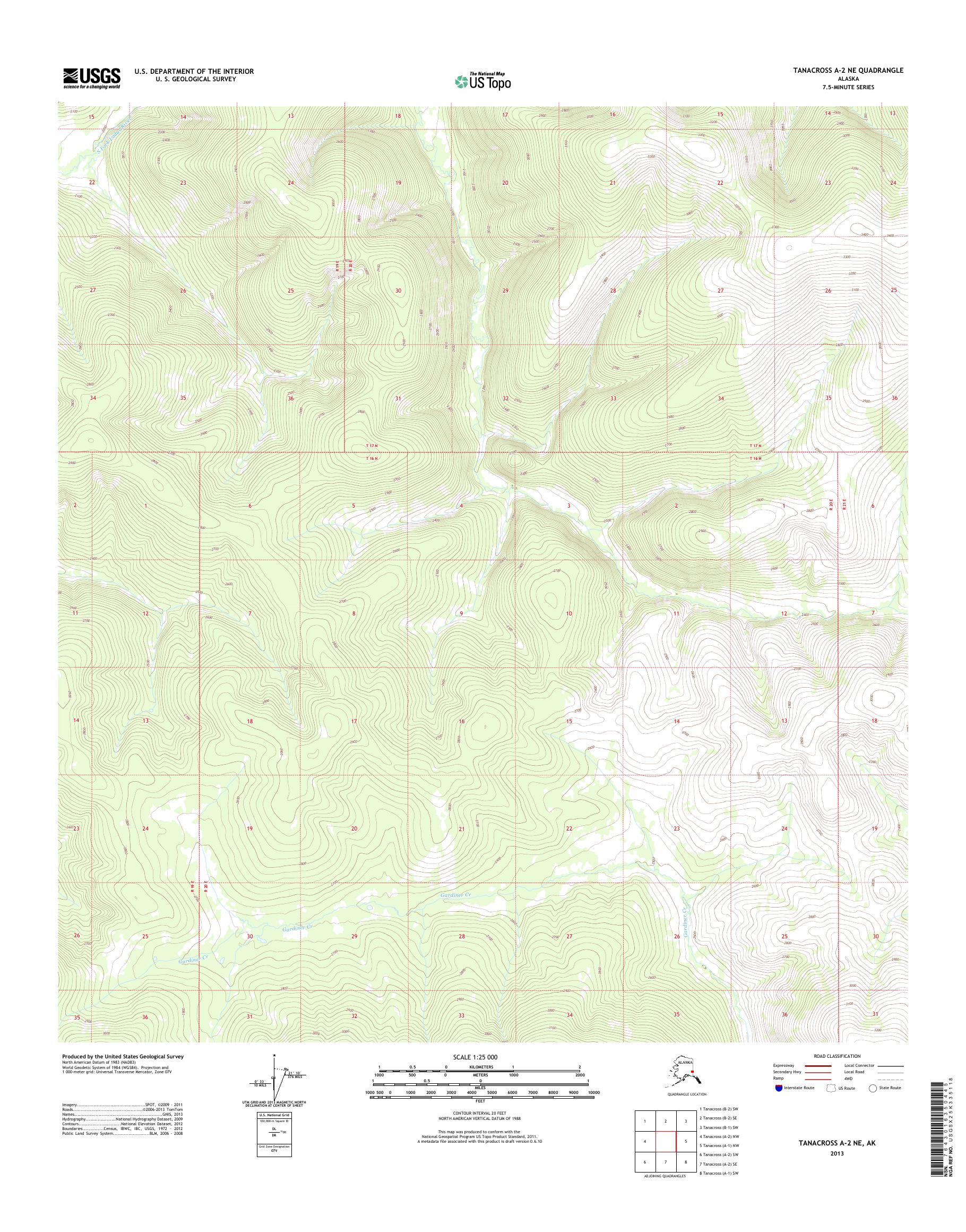 Tanacross A-2 NE Alaska US Topo Map – MyTopo Map Store
