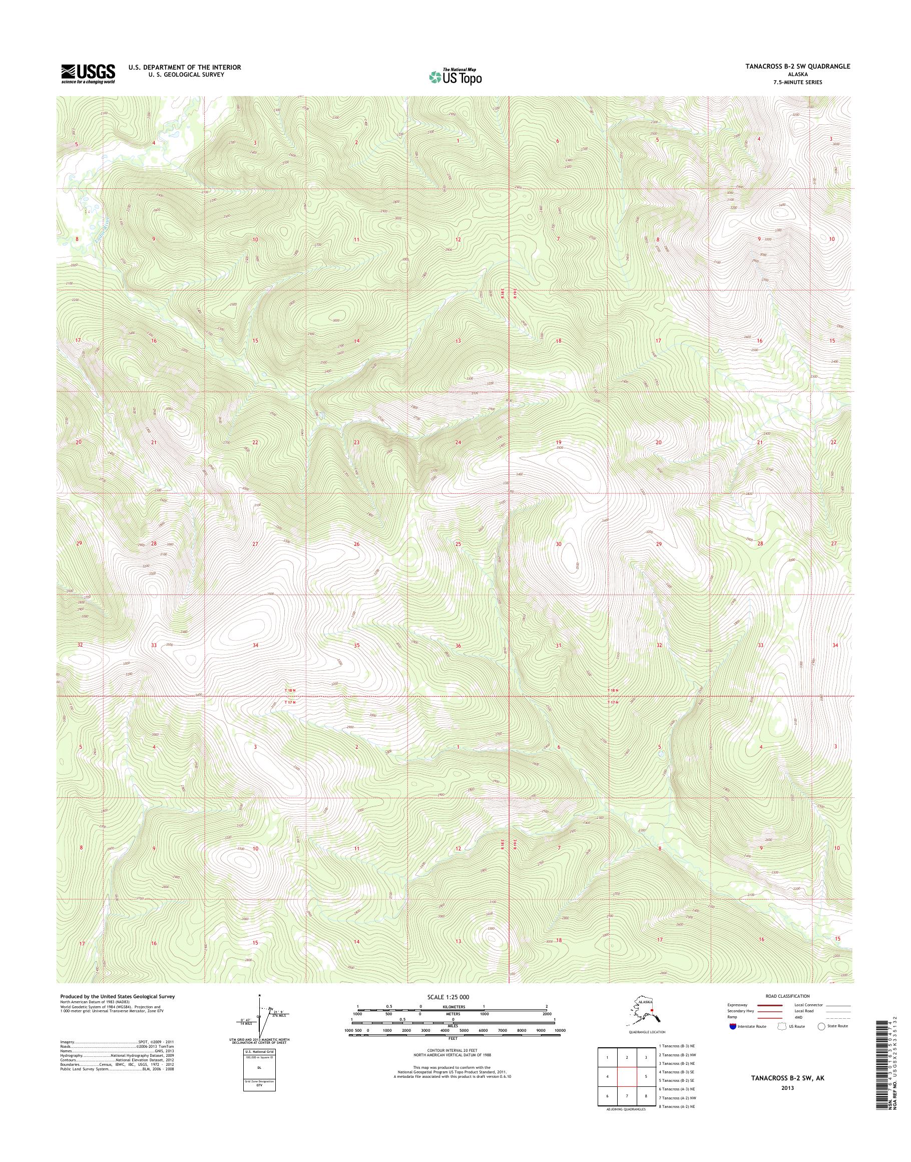 Tanacross B-2 SW Alaska US Topo Map – MyTopo Map Store