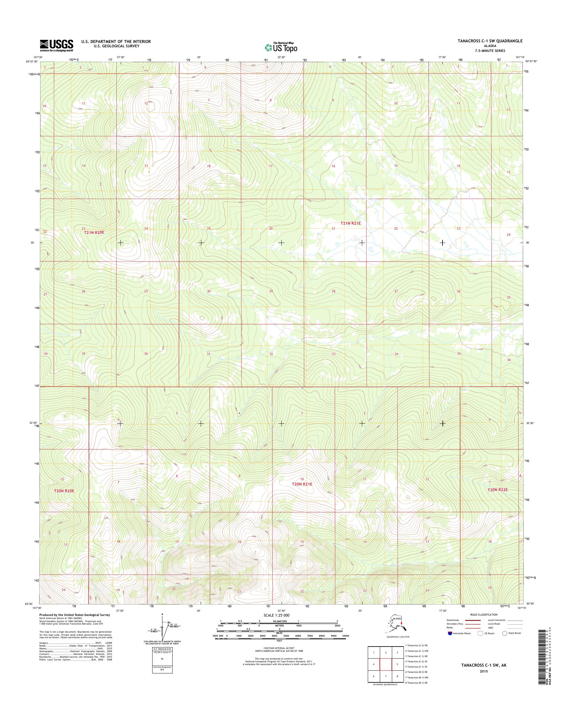 Tanacross C-1 SW Alaska US Topo Map – MyTopo Map Store