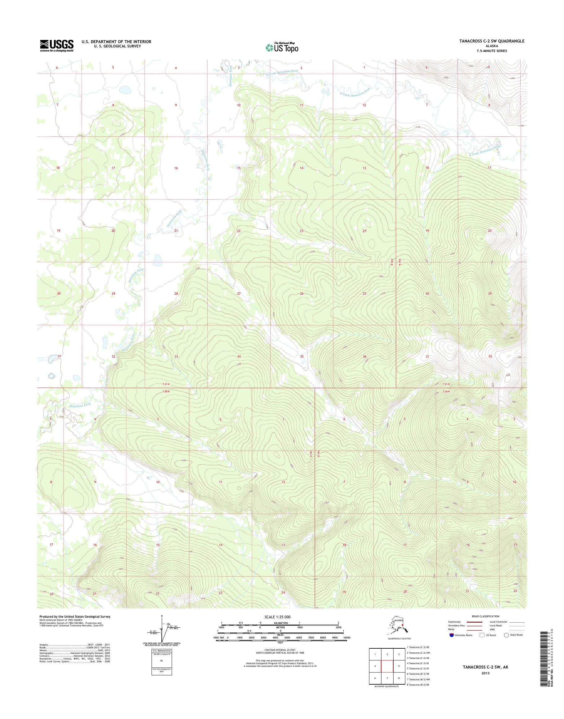 Tanacross C-2 SW Alaska US Topo Map – MyTopo Map Store