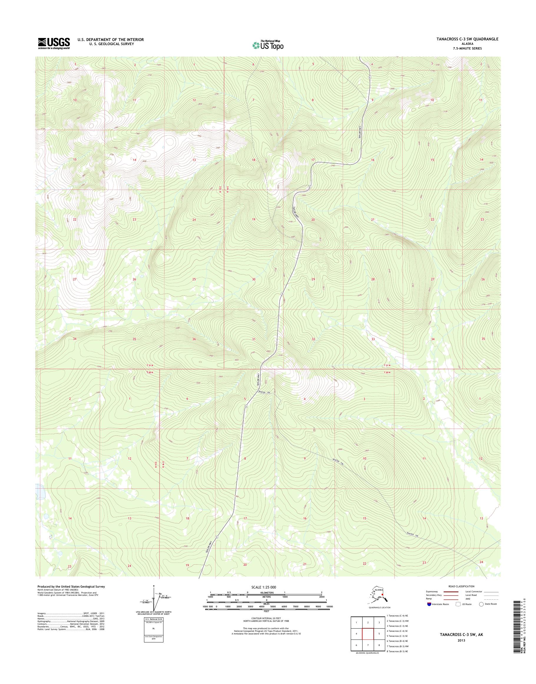 Tanacross C-3 SW Alaska US Topo Map – MyTopo Map Store