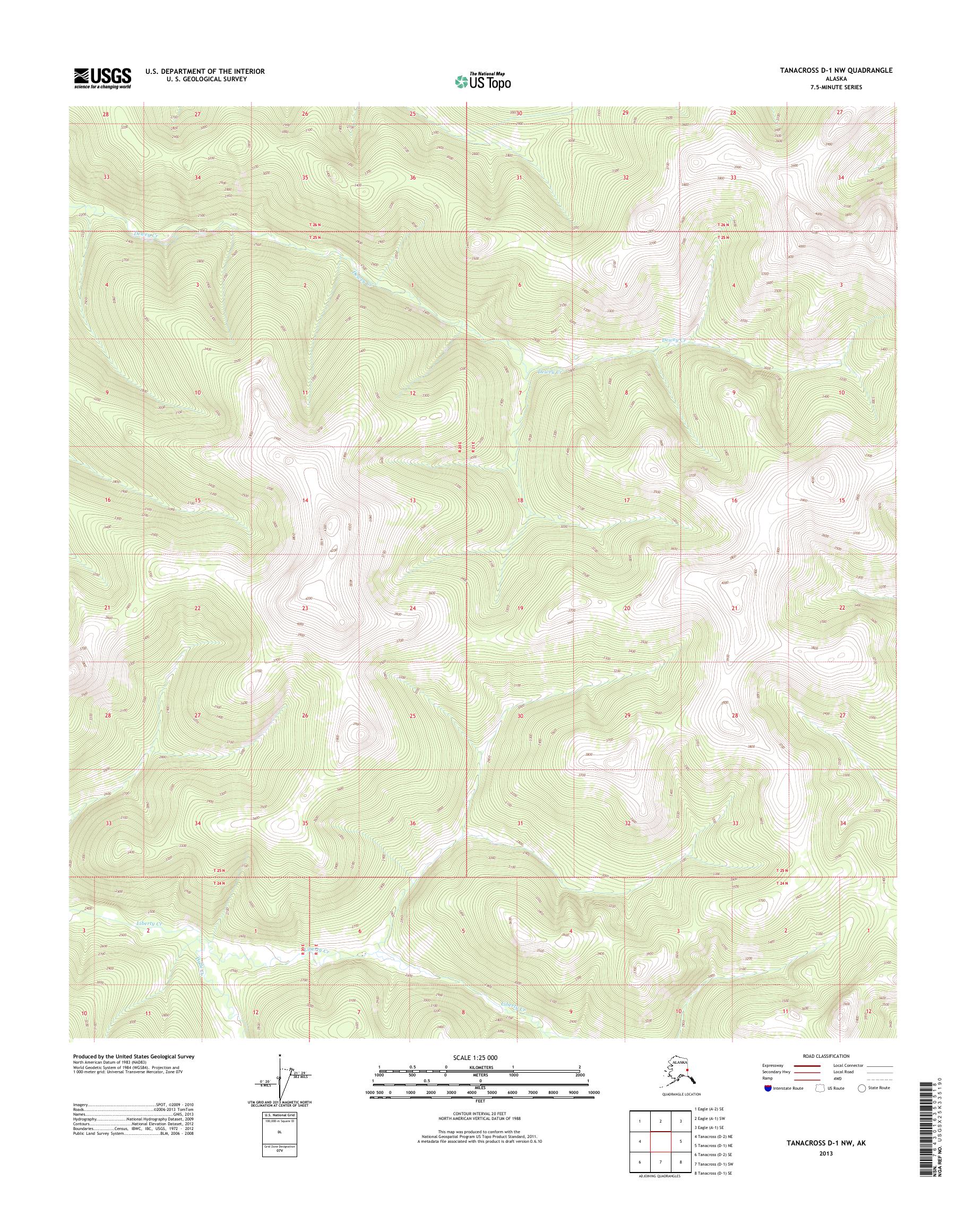 Tanacross D-1 NW Alaska US Topo Map – MyTopo Map Store