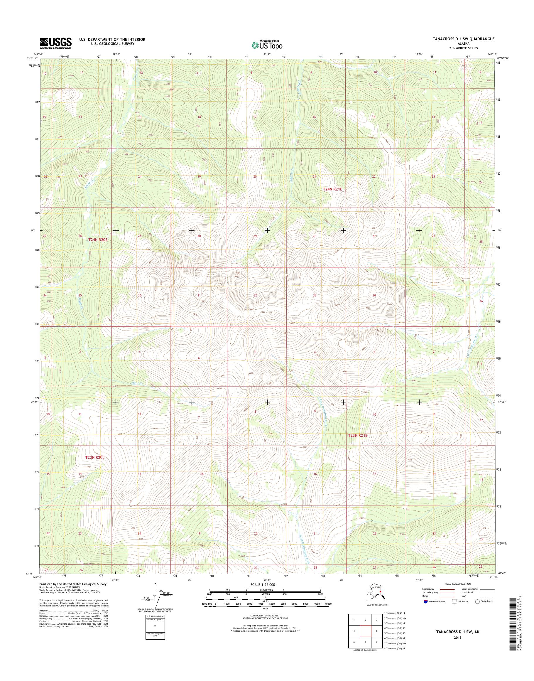 Tanacross D-1 SW Alaska US Topo Map – MyTopo Map Store