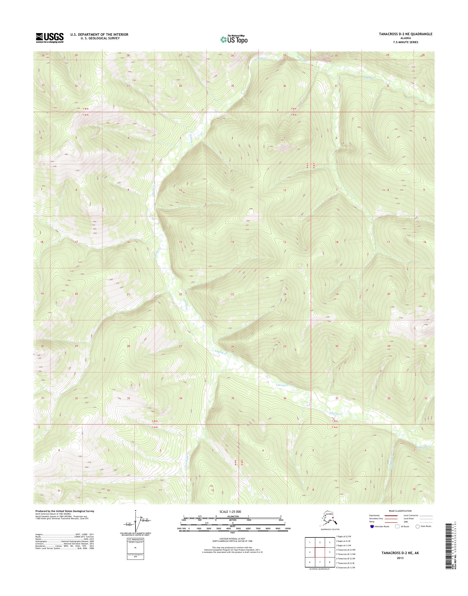 Tanacross D-2 NE Alaska US Topo Map – MyTopo Map Store
