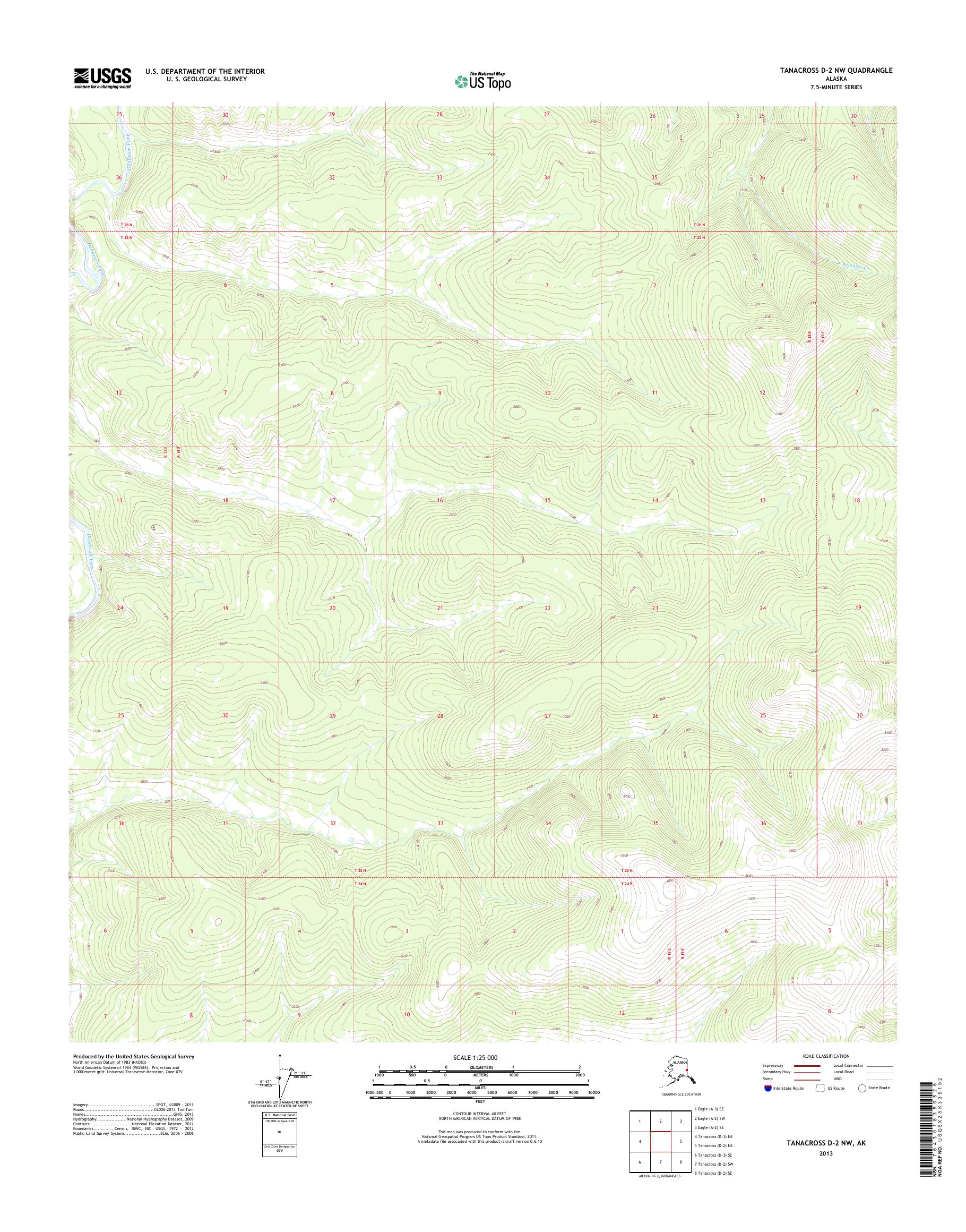 Tanacross D-2 NW Alaska US Topo Map – MyTopo Map Store
