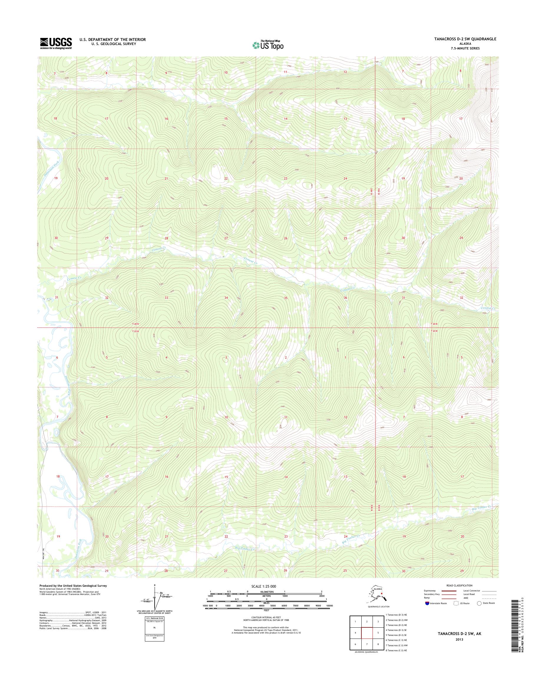 Tanacross D-2 SW Alaska US Topo Map – MyTopo Map Store
