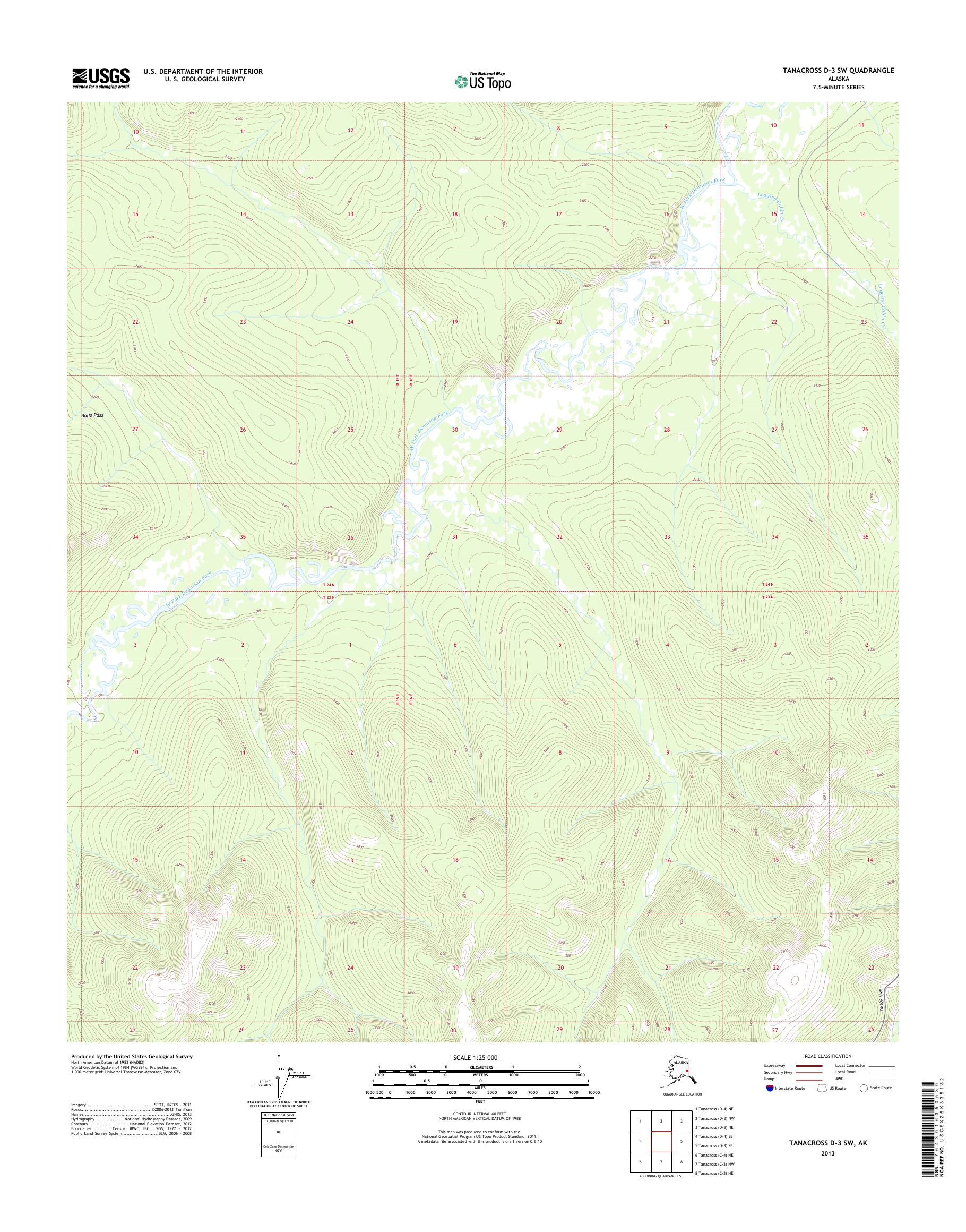 Tanacross D-3 SW Alaska US Topo Map – MyTopo Map Store