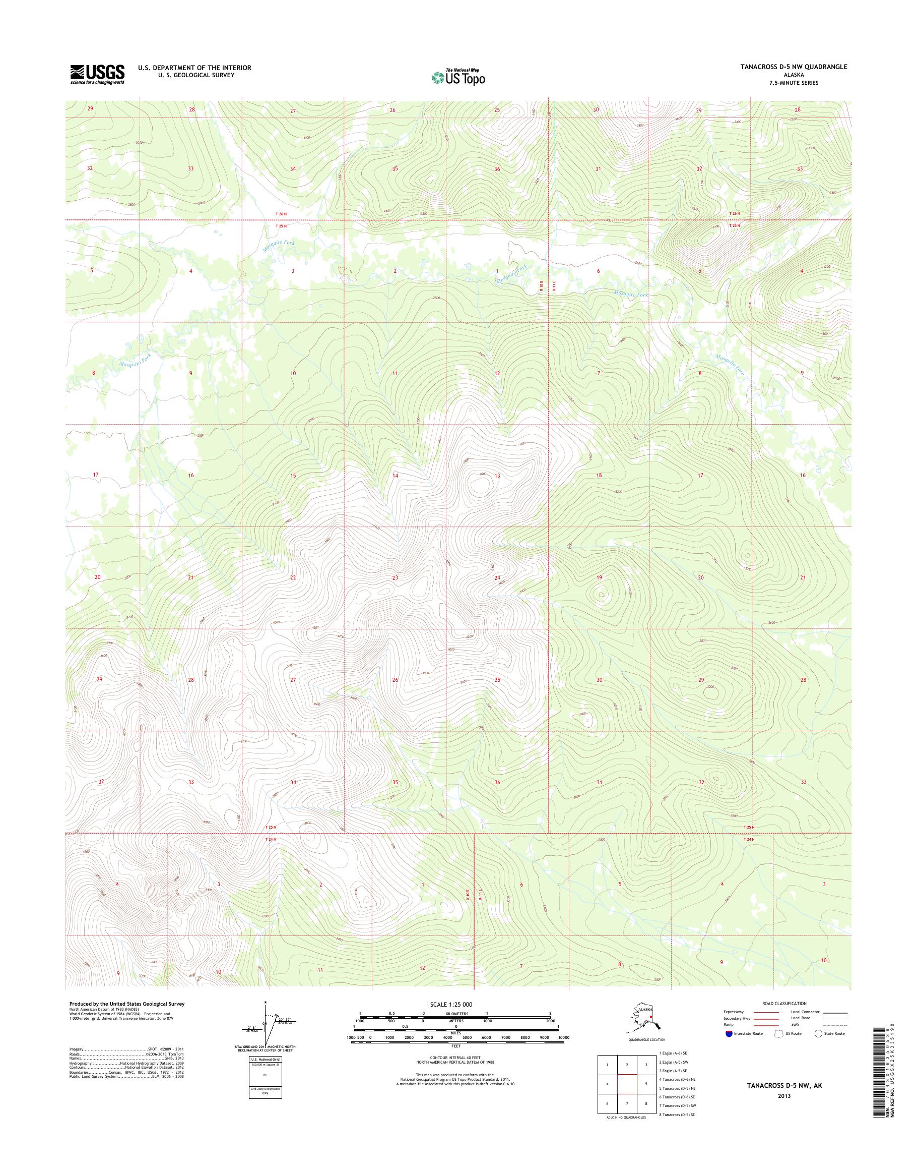 Tanacross D-5 NW Alaska US Topo Map – MyTopo Map Store