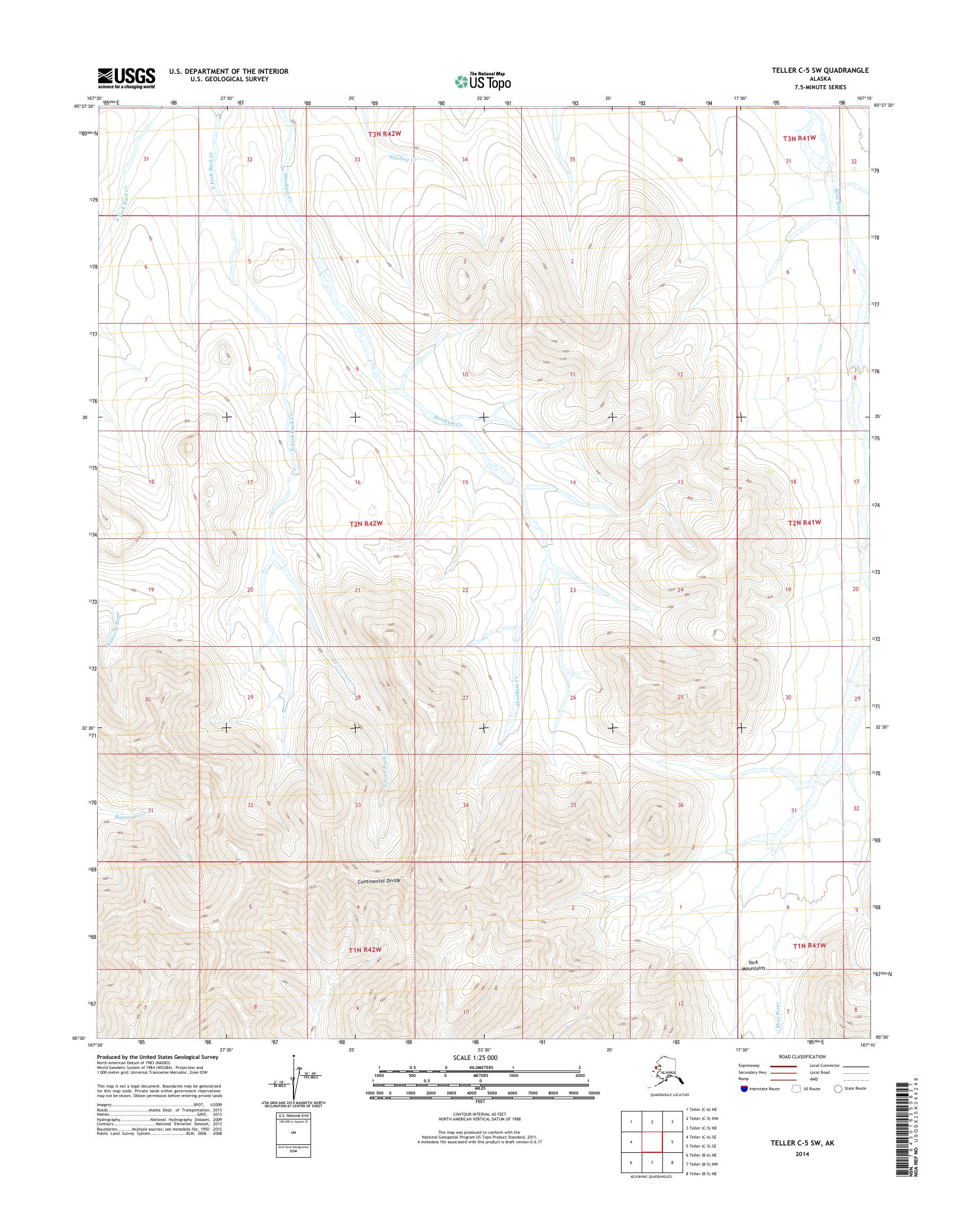 Teller C-5 SW Alaska US Topo Map – MyTopo Map Store