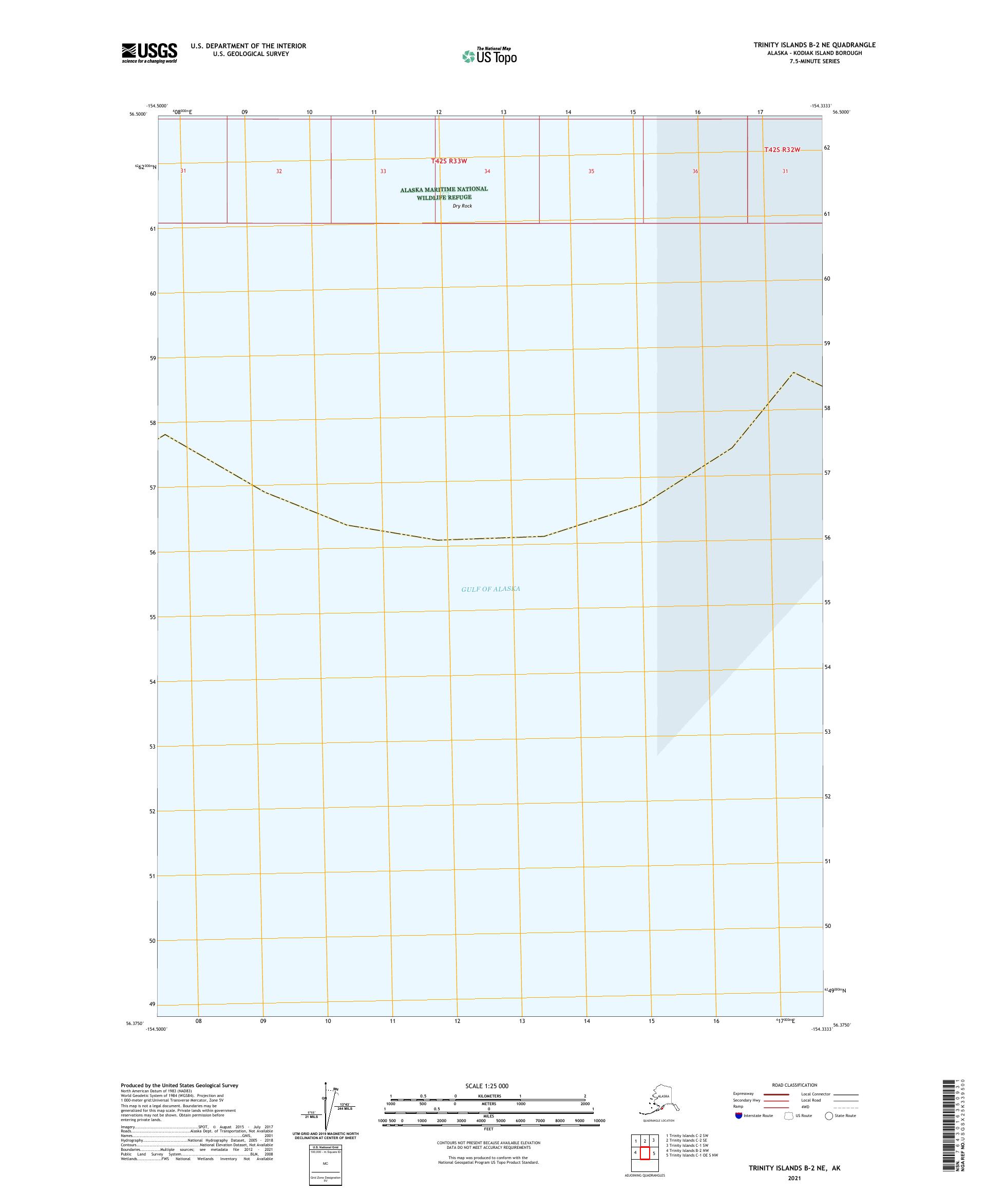 Trinity Islands B-2 NE Alaska US Topo Map – MyTopo Map Store