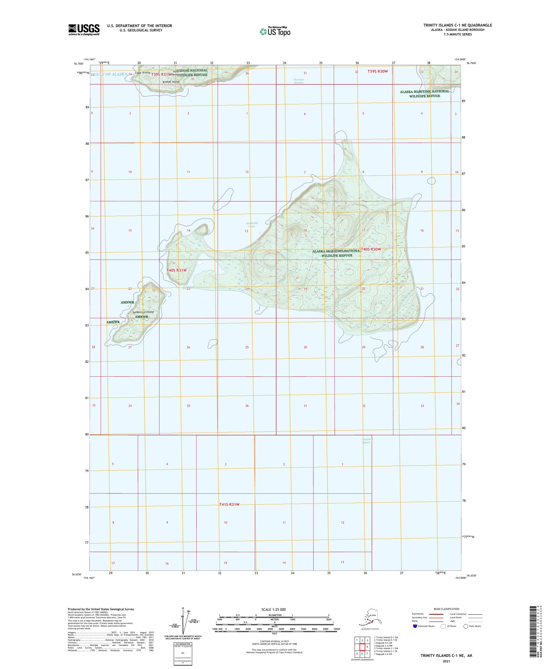 Trinity Islands C-1 NE Alaska US Topo Map – MyTopo Map Store